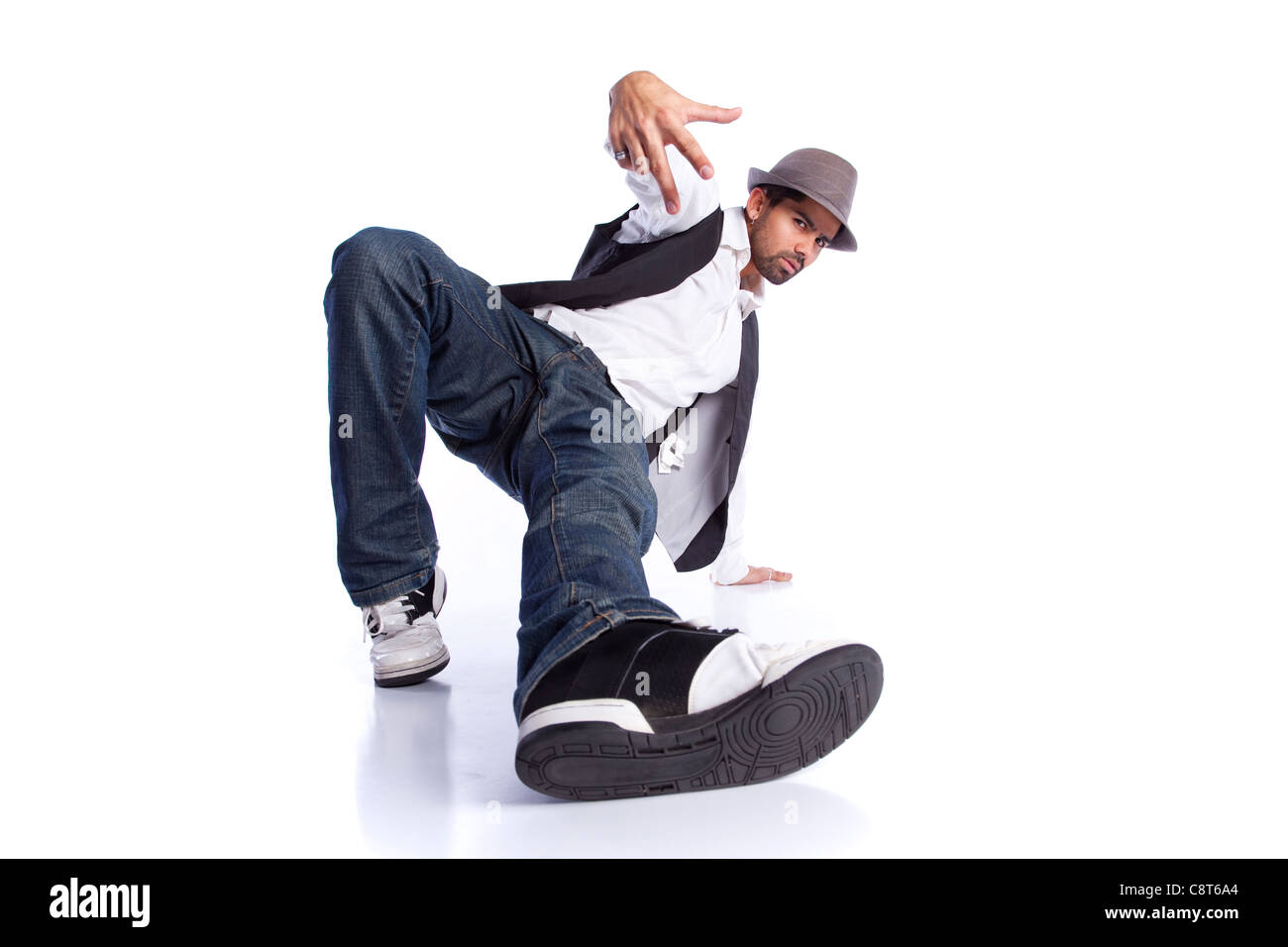 Hip hop dancer showing some movements (isolated on white Stock Photo ...