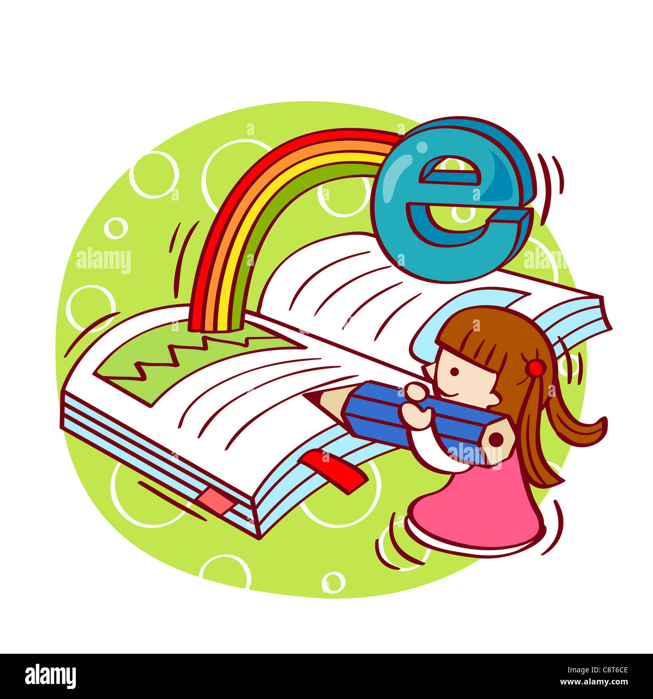 Illustration of girl writing in a book Stock Photo - Alamy