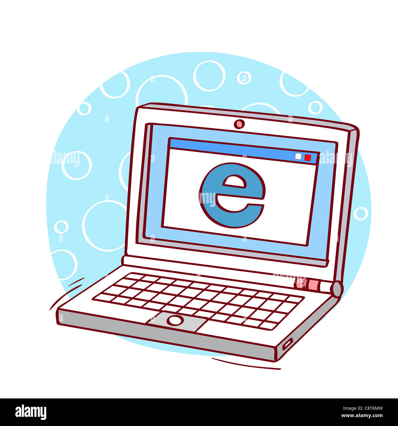 Illustration of laptop with letter e Stock Photo - Alamy