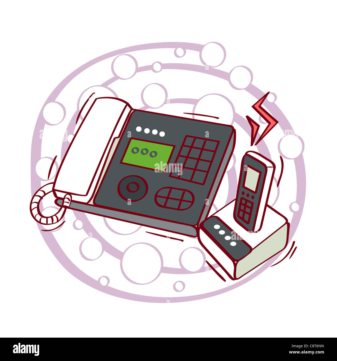 Illustration of cordless and landline telephone Stock Photo - Alamy