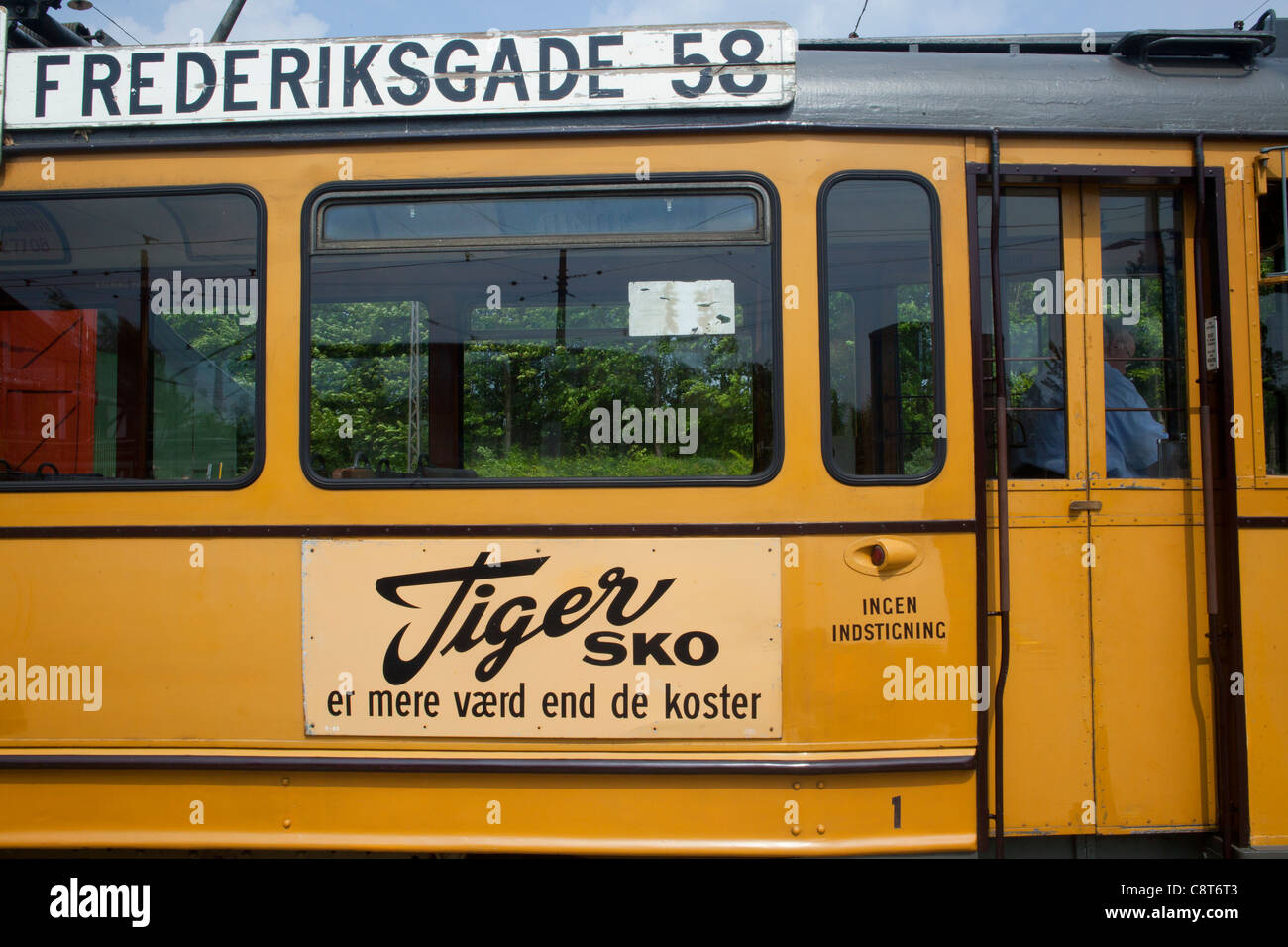 Old tramcar at Skjoldenaesholm Tram car Museum. Ringsted. Denmark Stock ...