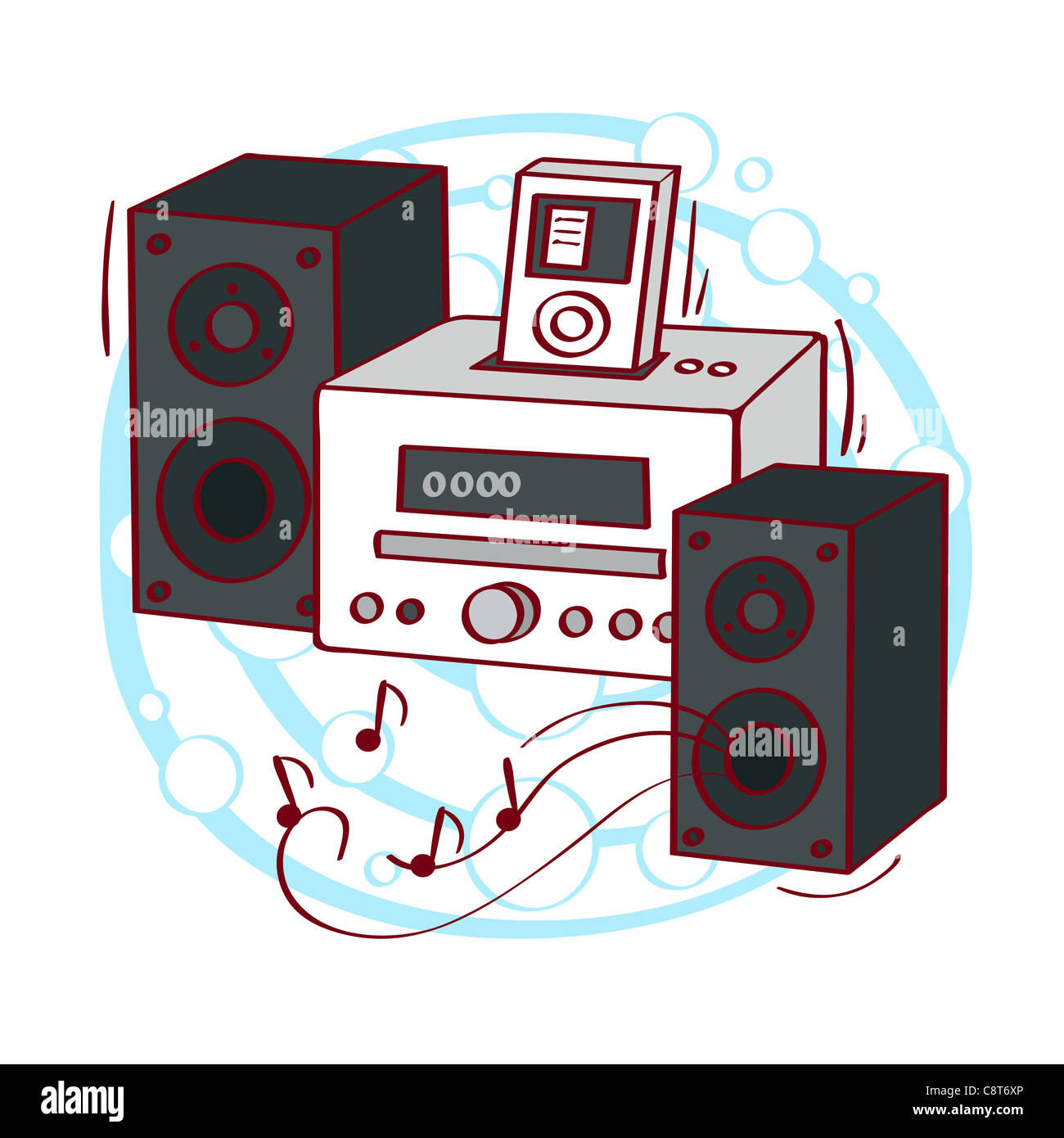Illustration of hi-fi equipment on loudspeaker Stock Photo - Alamy