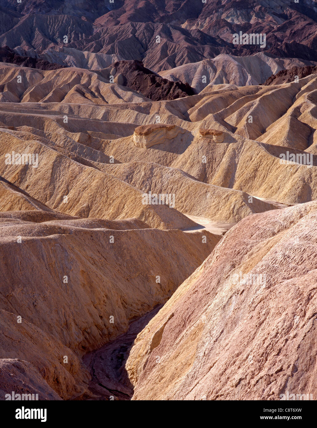 Eroded mudstone forms patterns of hills and valleys, from Zabriskie ...