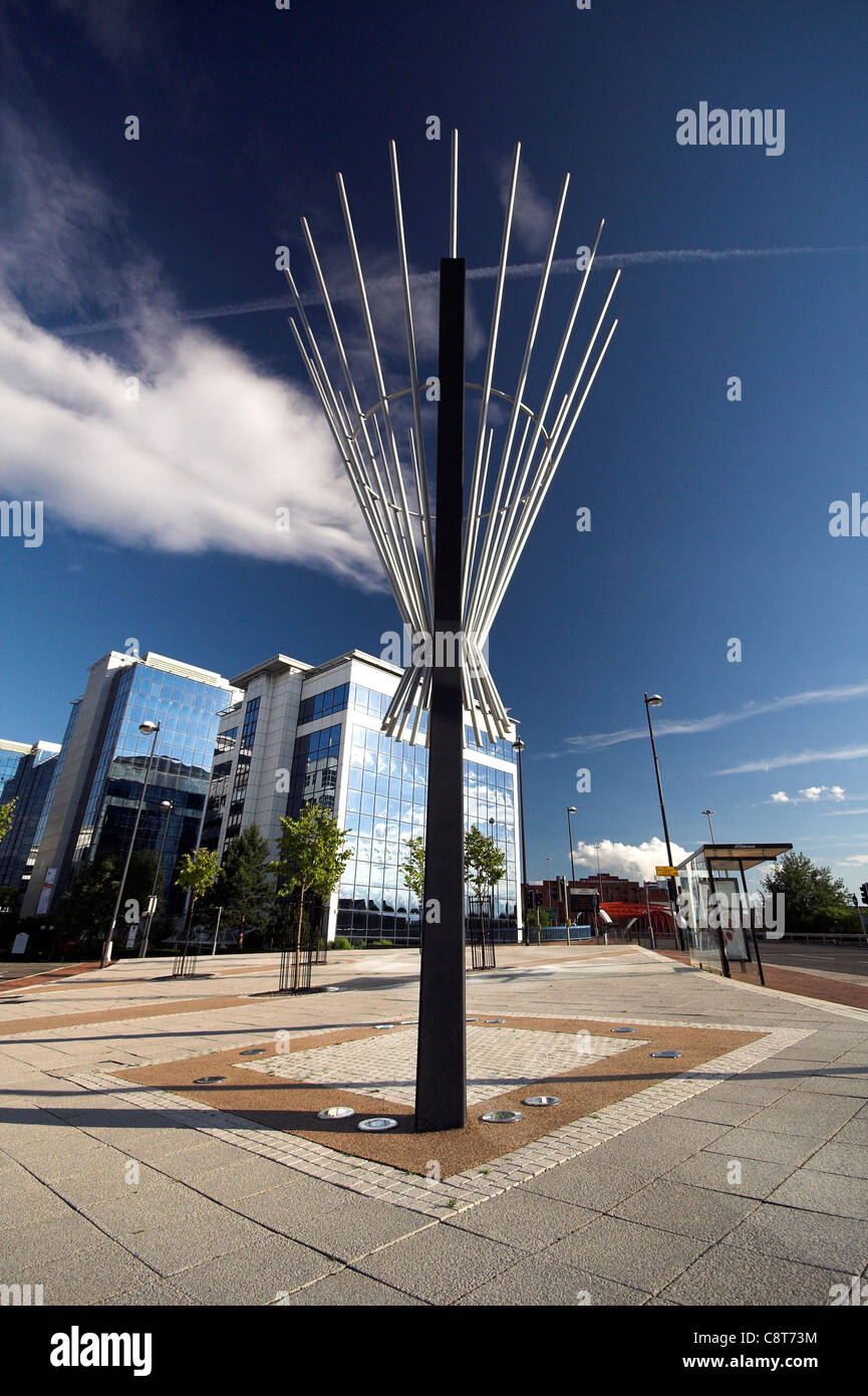 X Sculpture Exchange Quay, Salford Quays, Manchester, UK Stock Photo ...
