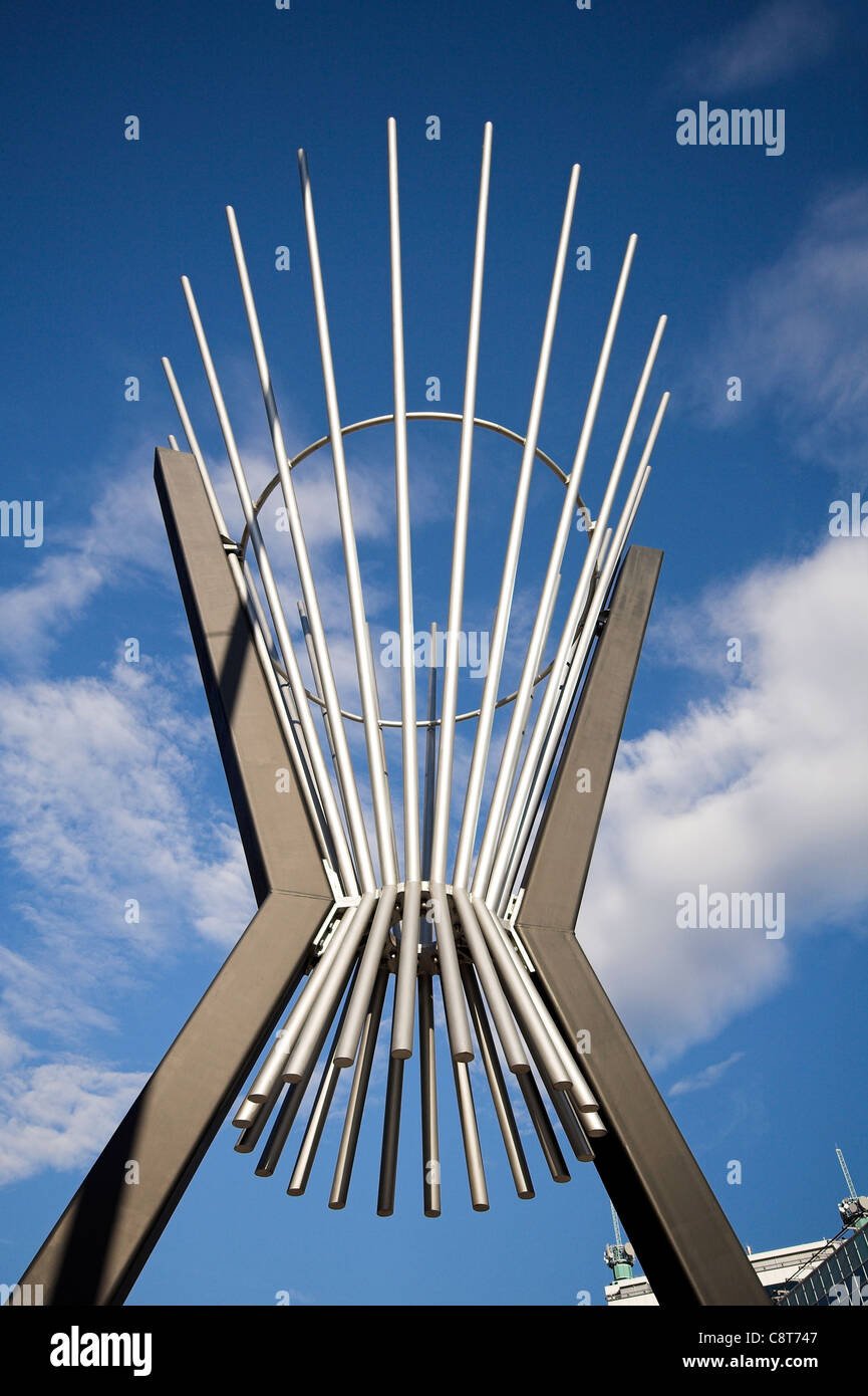 X Sculpture Exchange Quay, Salford Quays, Manchester, UK Stock Photo ...