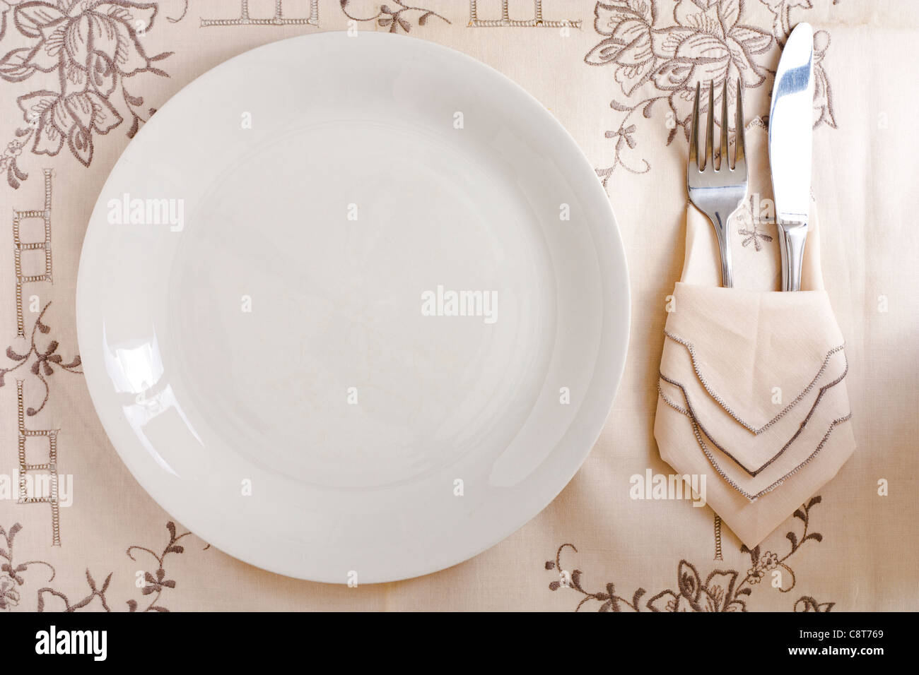 Empty Dish with Silverware Stock Photo - Alamy