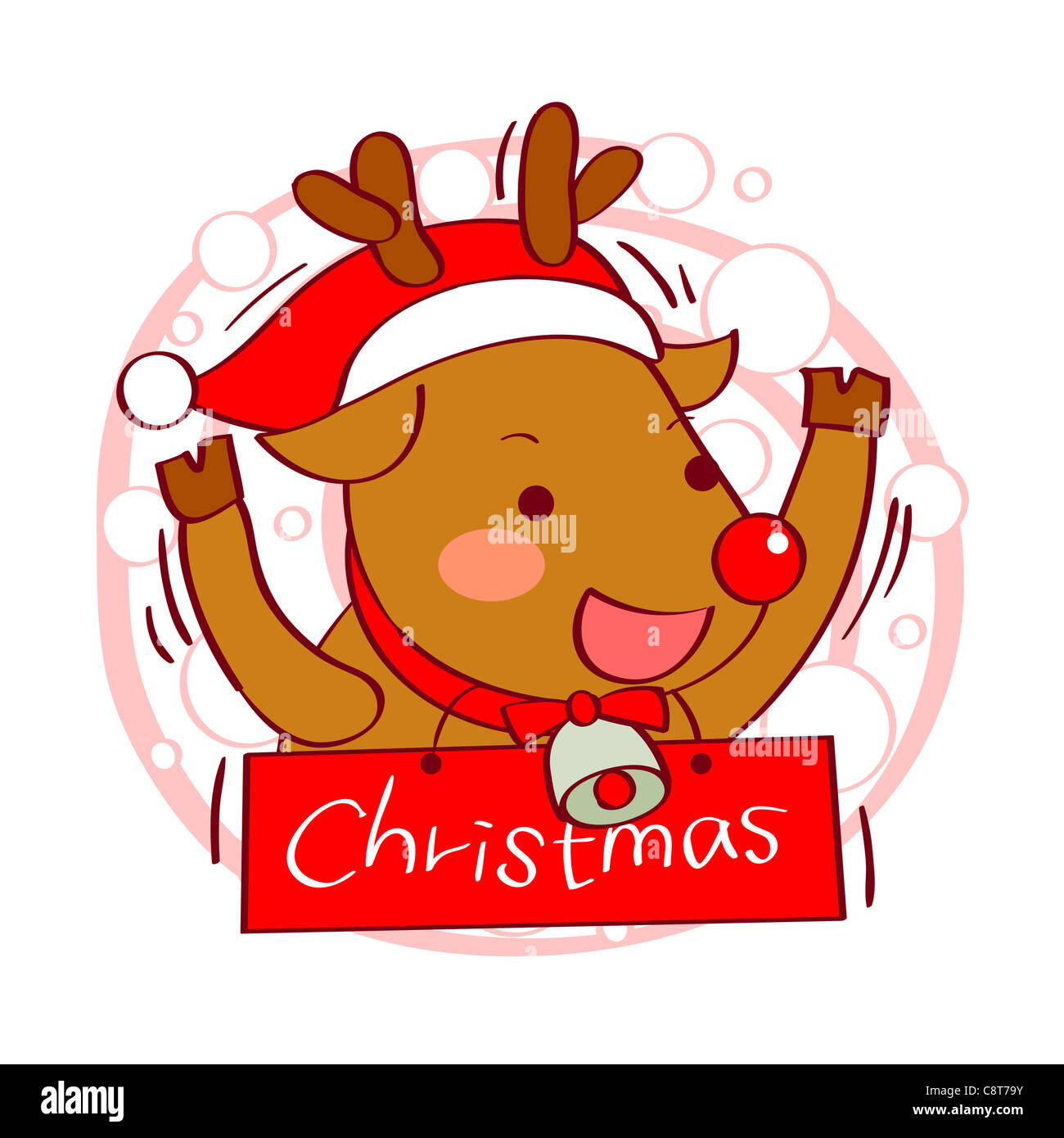 Illustration of reindeer with Christmas placard Stock Photo - Alamy