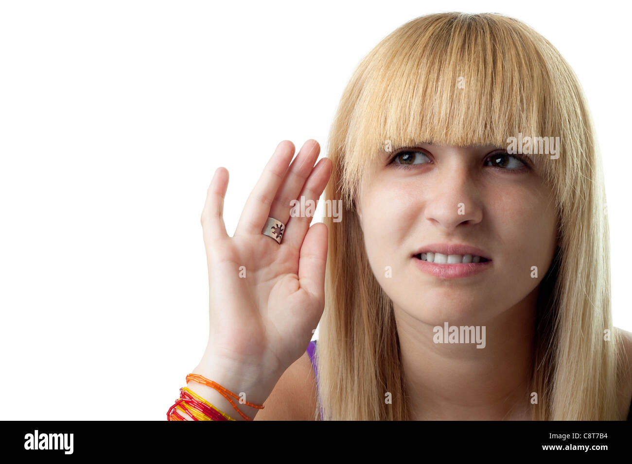 Blonde Woman Hearing Stock Photo - Alamy