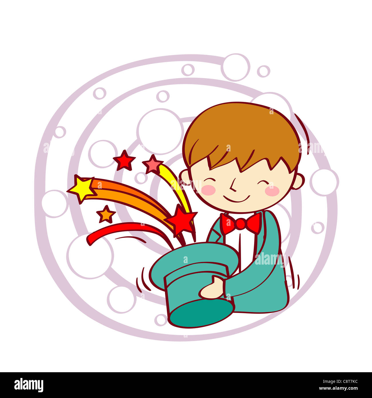 Illustration of a magician with hand inside hat Stock Photo - Alamy