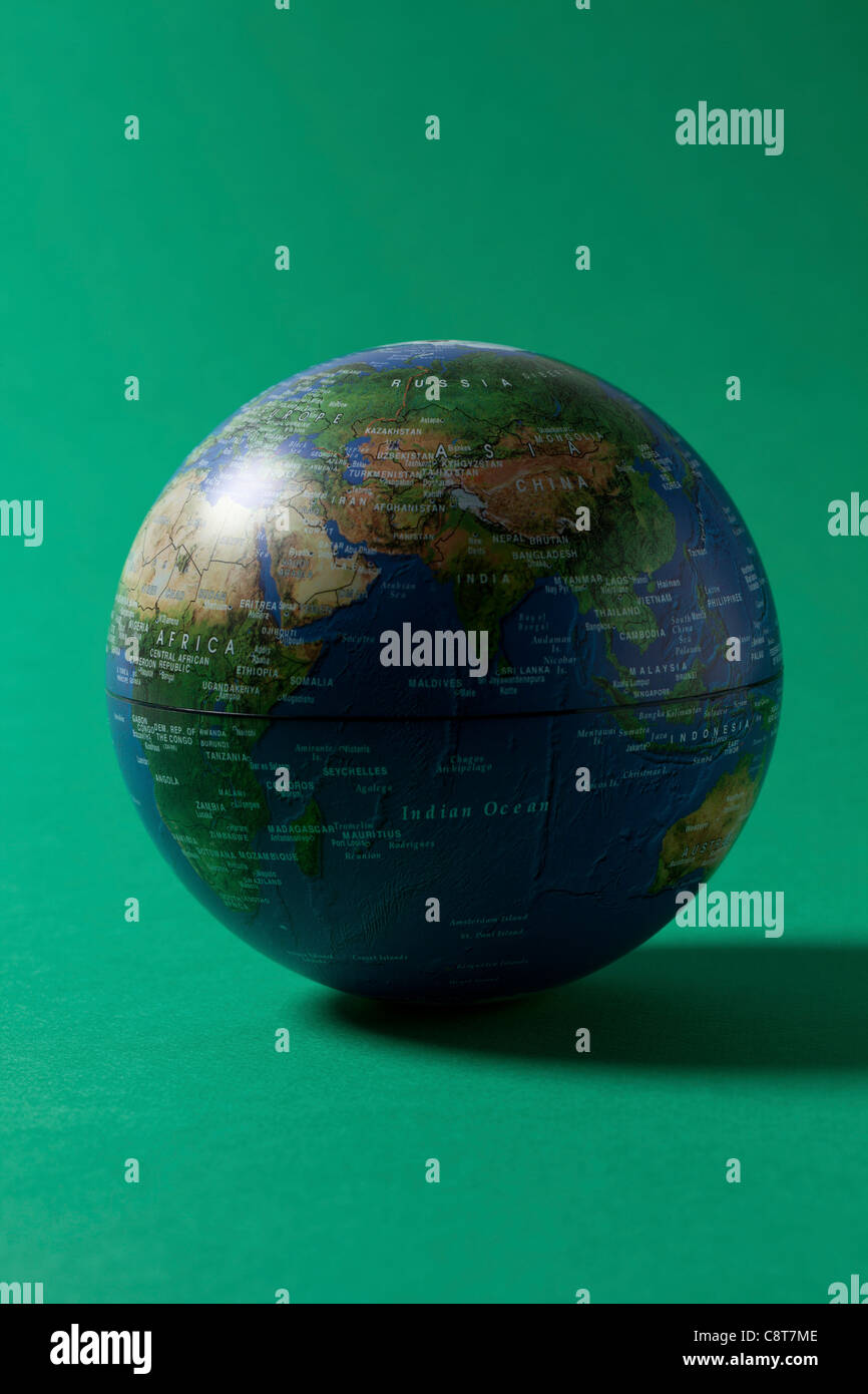 Globe With Green Background Stock Photo - Alamy