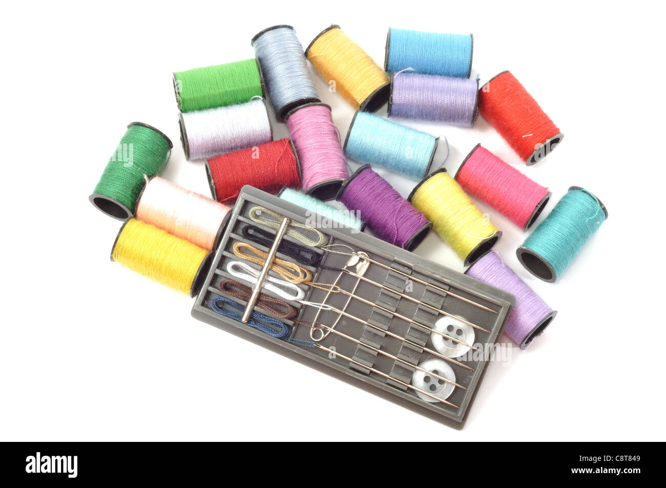 Cotton thread bobbins, on a white background Stock Photo - Alamy