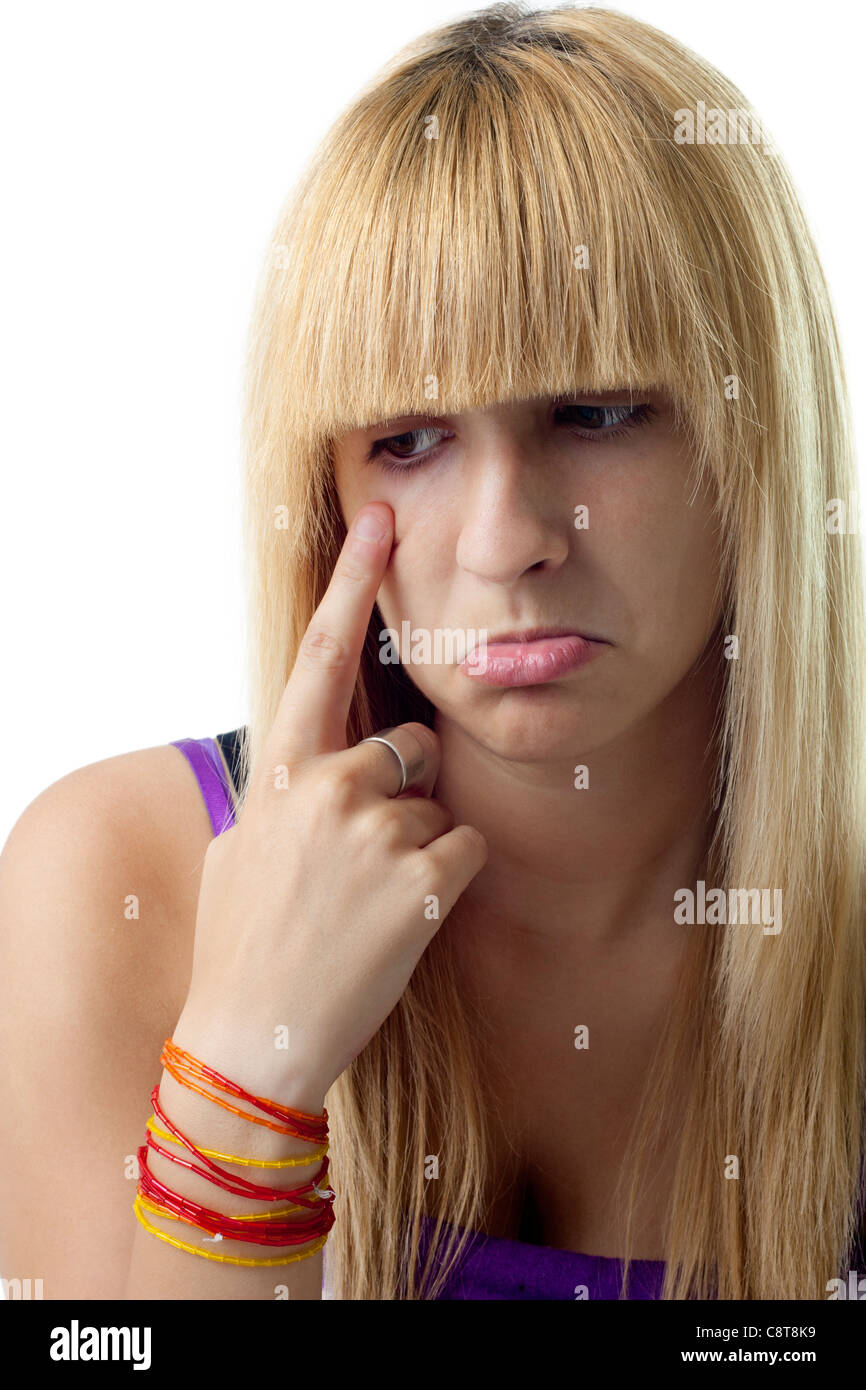 Pouching Blonde Girl Stock Photo - Alamy
