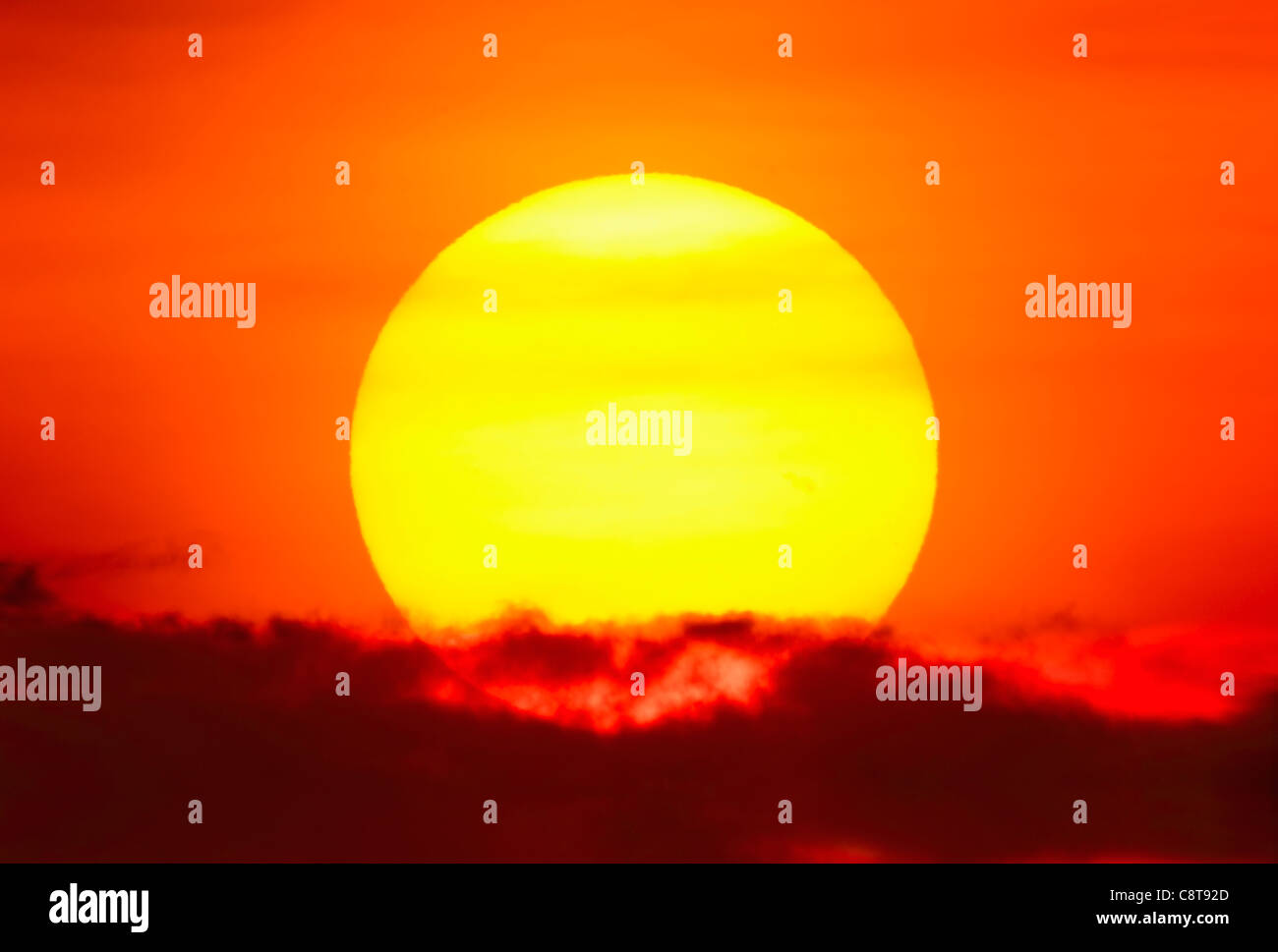 USA, New York City, Large sun at sunset Stock Photo - Alamy