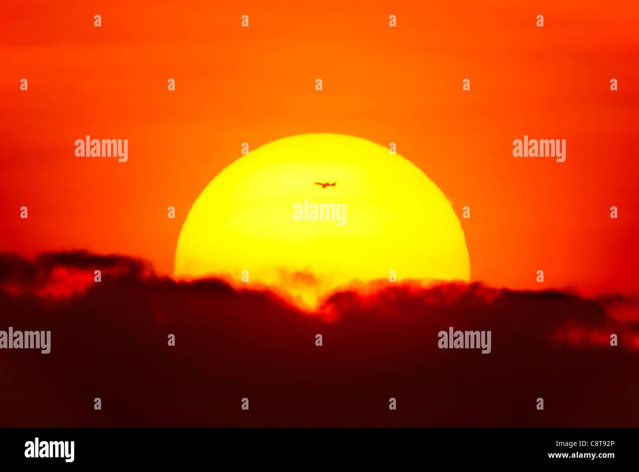 USA, New York City, Large sun at sunset Stock Photo - Alamy