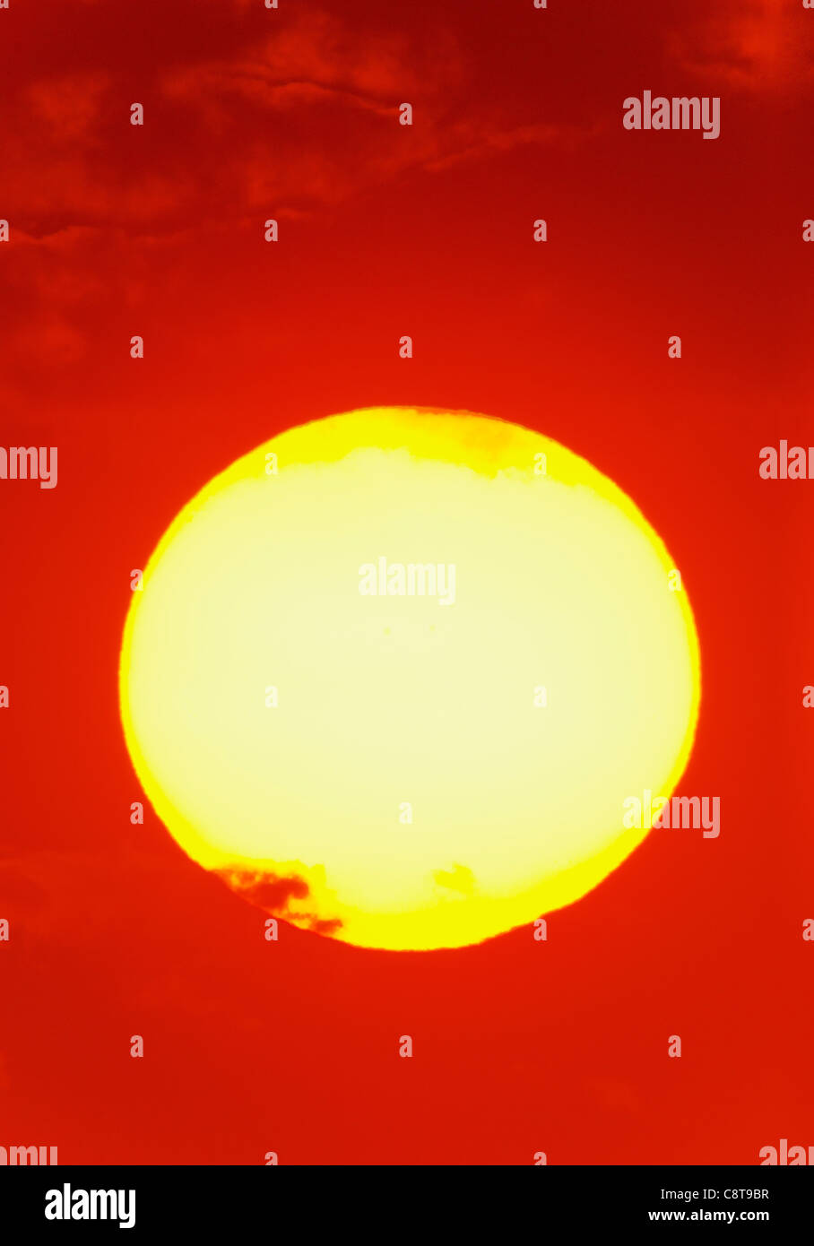 USA, New York City, Close-up of large red sun Stock Photo - Alamy