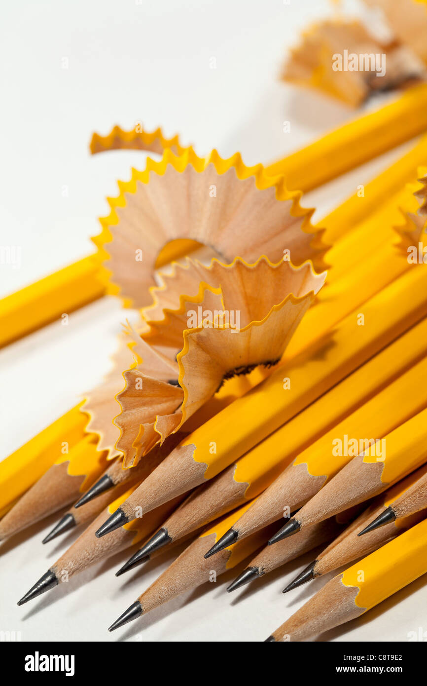 Large Group Of Yellow Pencils Sharpened Stock Photo - Alamy