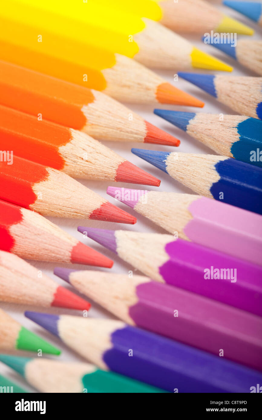 Large Group Of Multi Colored Pencils Stock Photo - Alamy