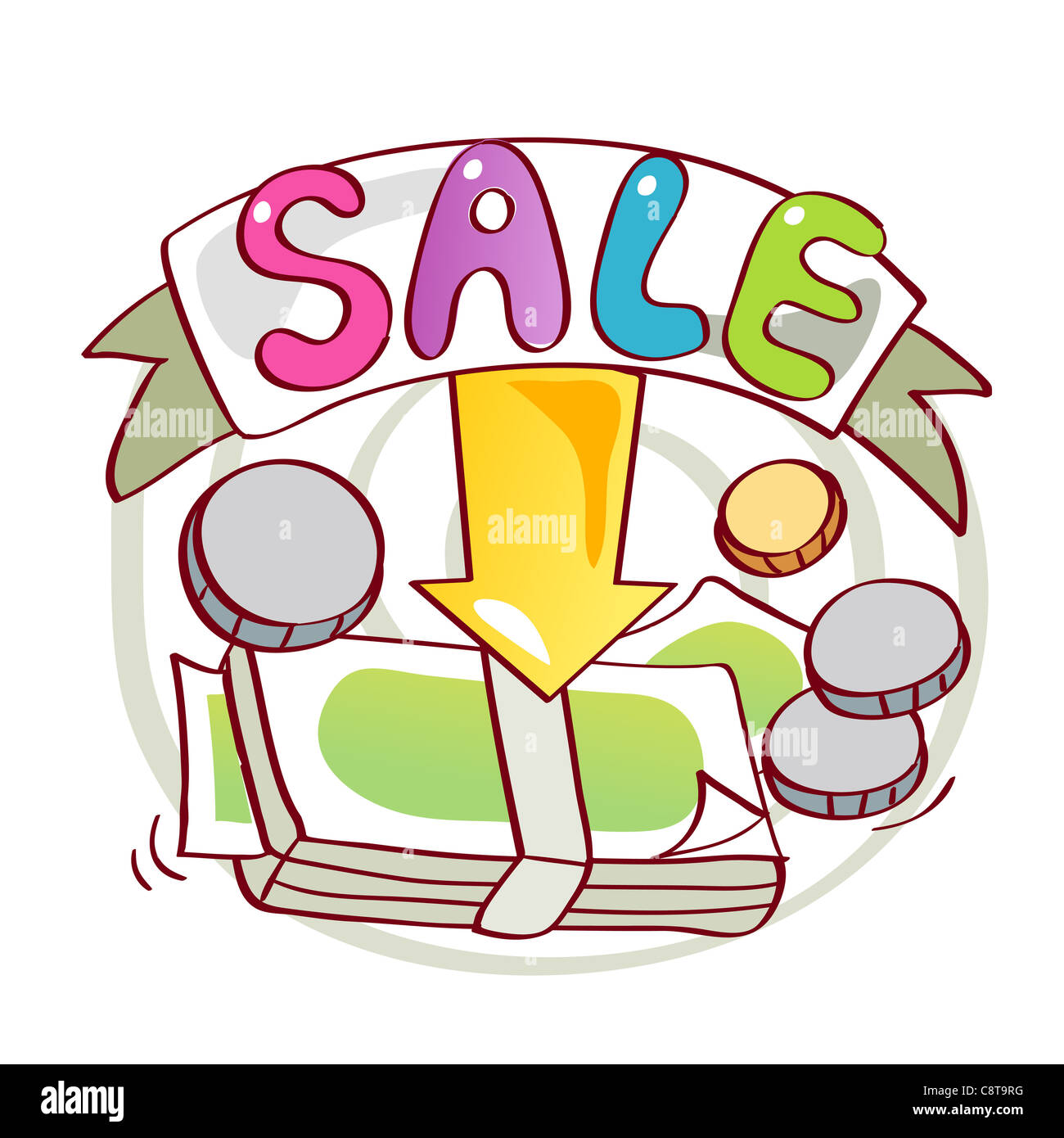 Illustration of money during sale Stock Photo - Alamy