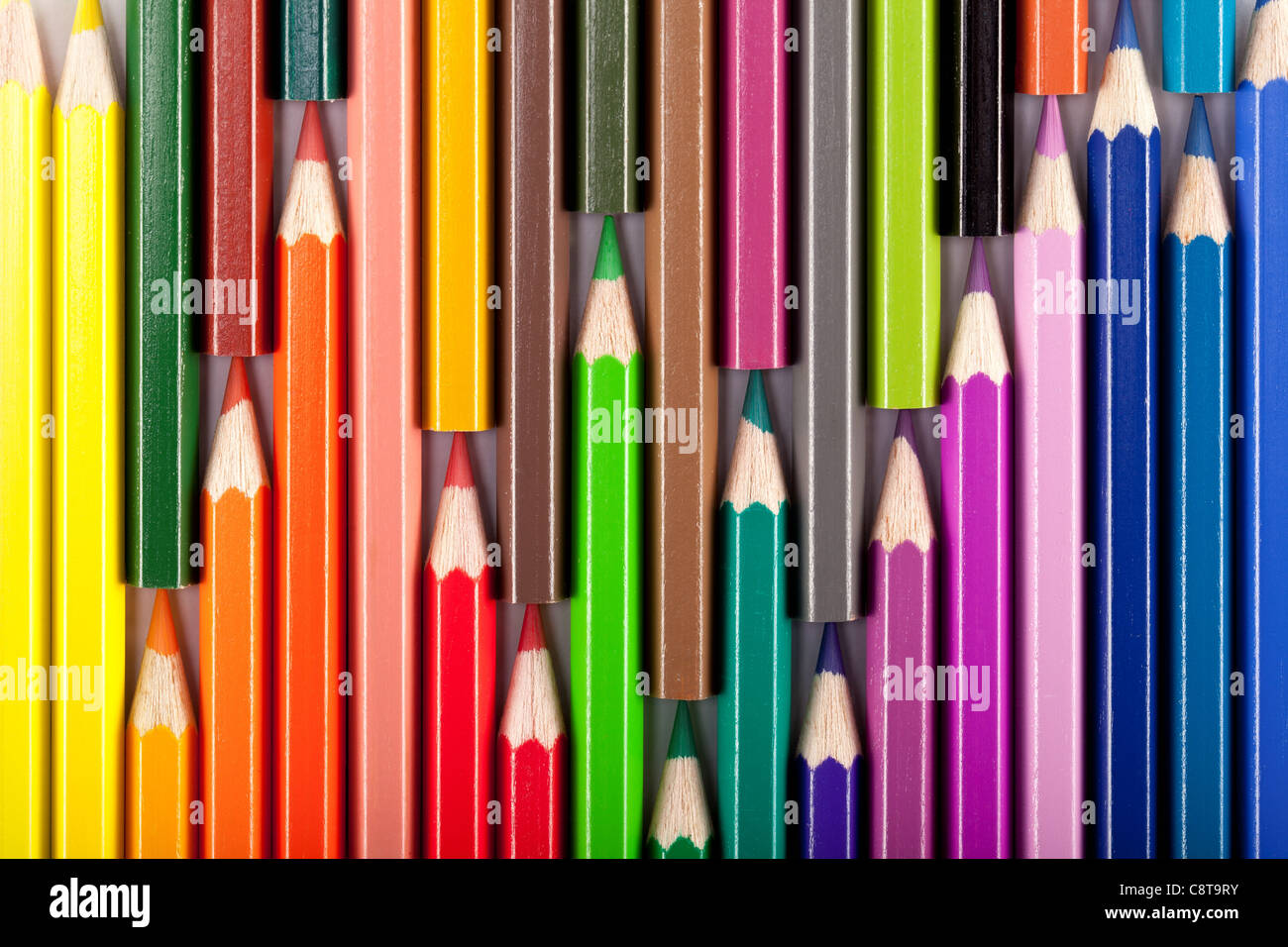 Large Group Of Multi Colored Pencils Stock Photo - Alamy
