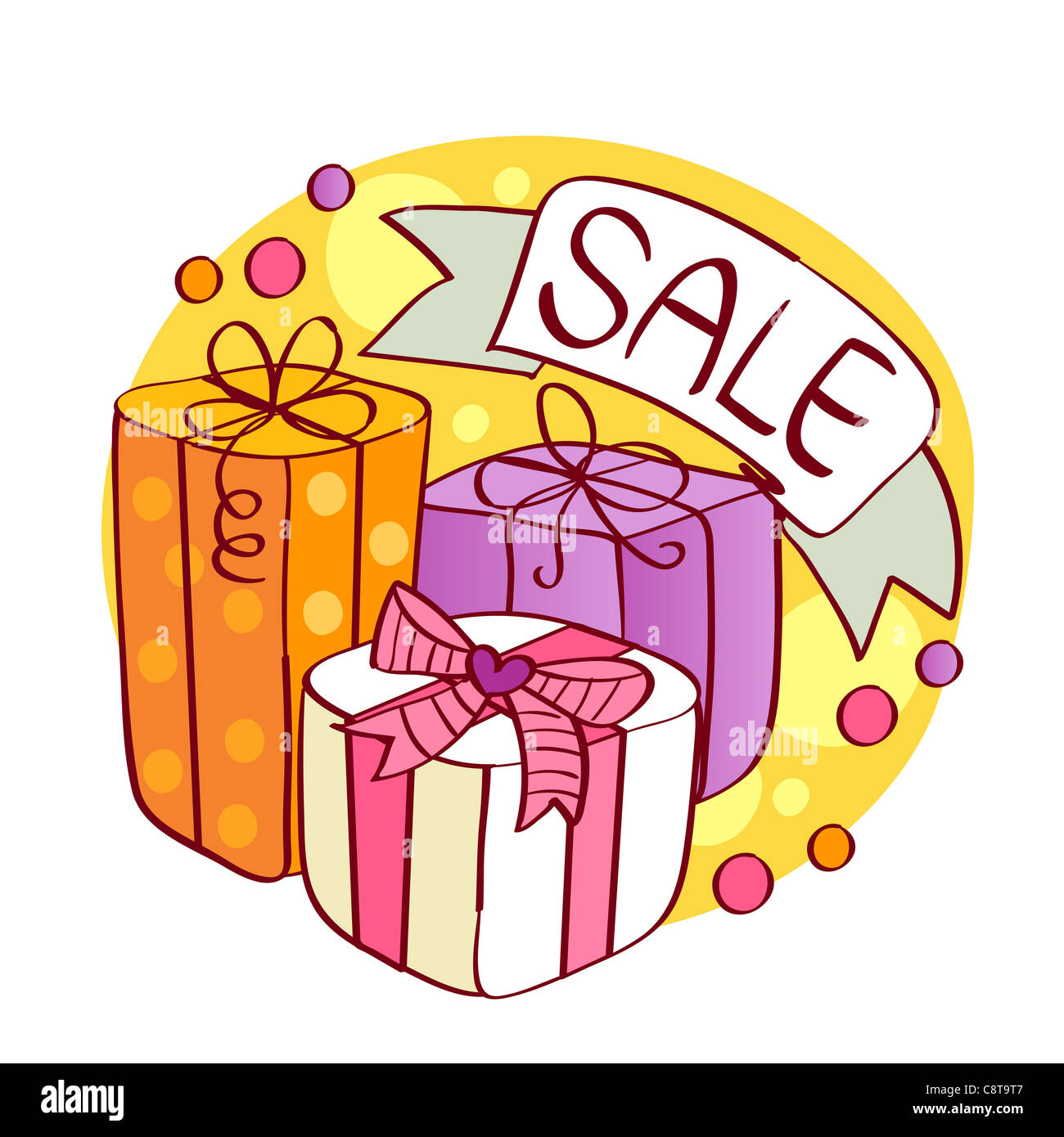 Colorful wrapped gift boxes for sale Stock Photo - Alamy