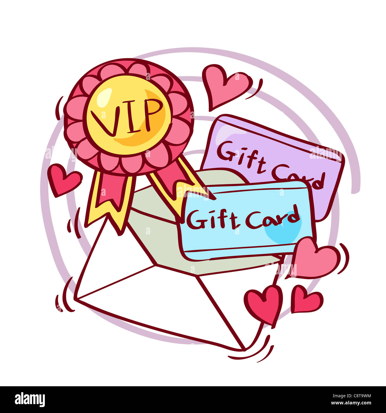 Illustration of gift coupons and VIP badge Stock Photo - Alamy