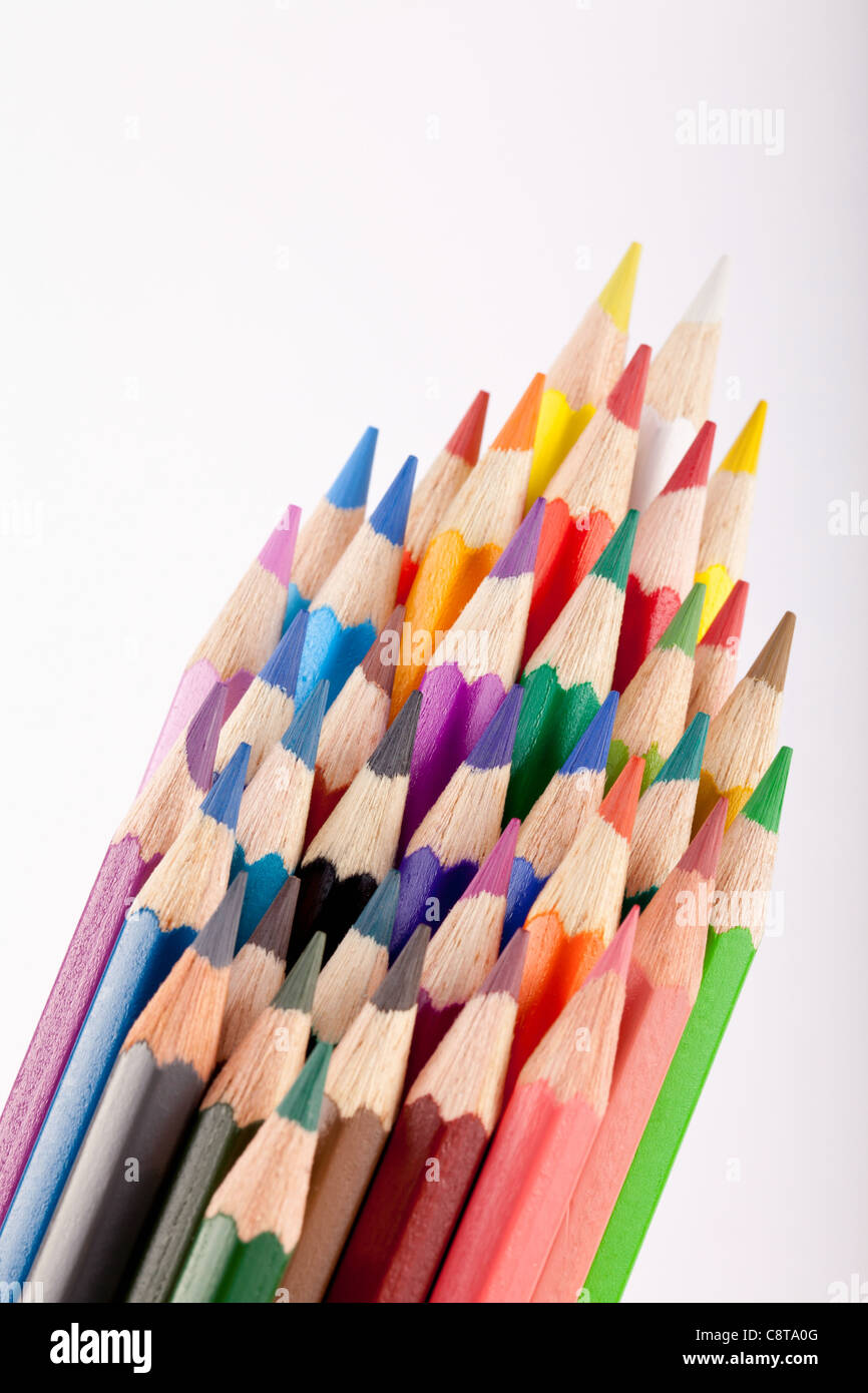 Large Group Of Multi Colored Pencils Stock Photo - Alamy