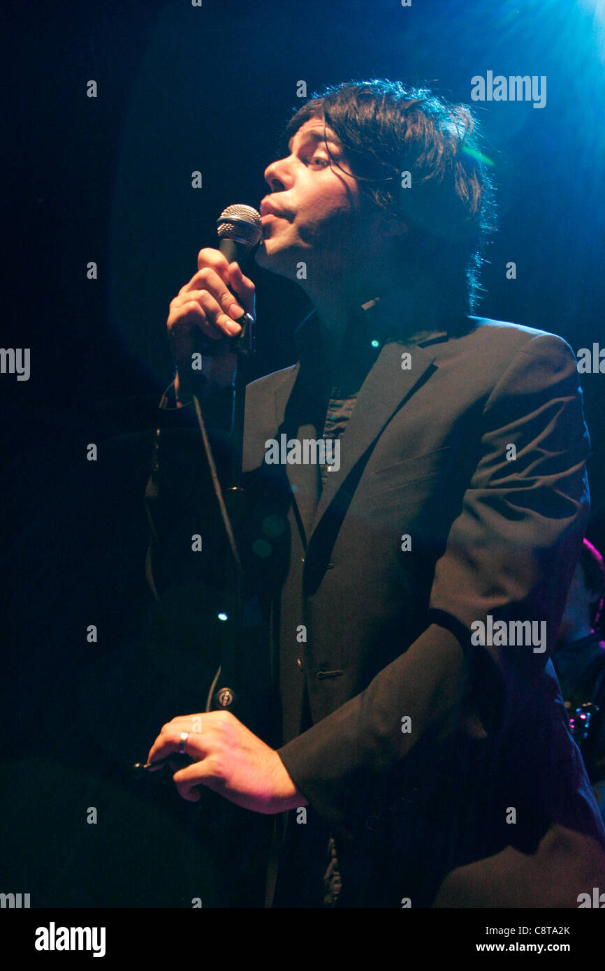Tim Burgess of the English rock band, The Charlatans sings at a gig at ...