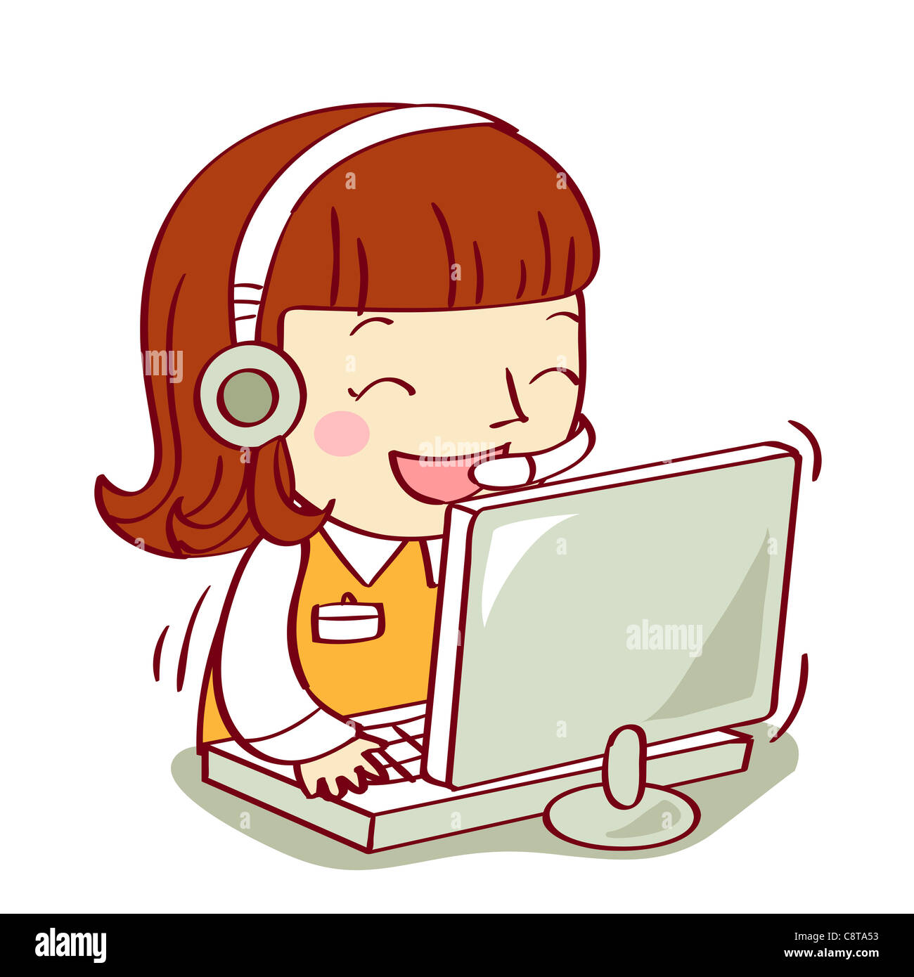 Person using desktop computer Cut Out Stock Images & Pictures - Alamy