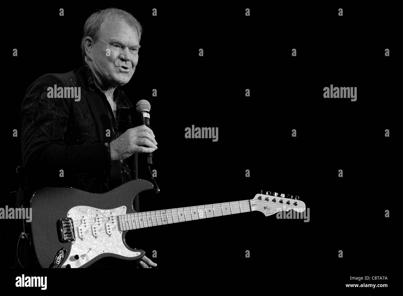 American country music singer and guitarist Glen Campbell performing in ...