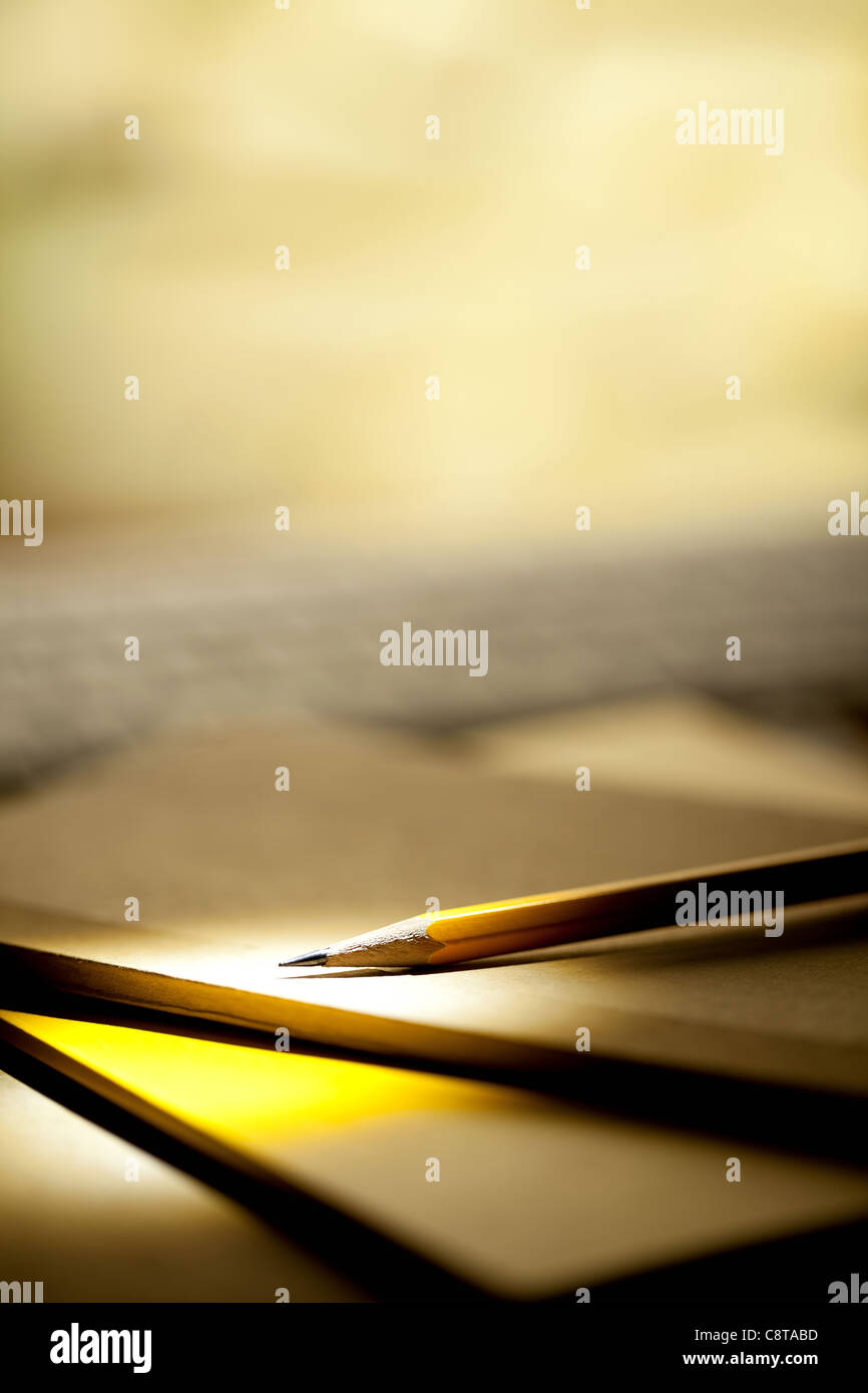 Single Pencil On A File Stock Photo - Alamy