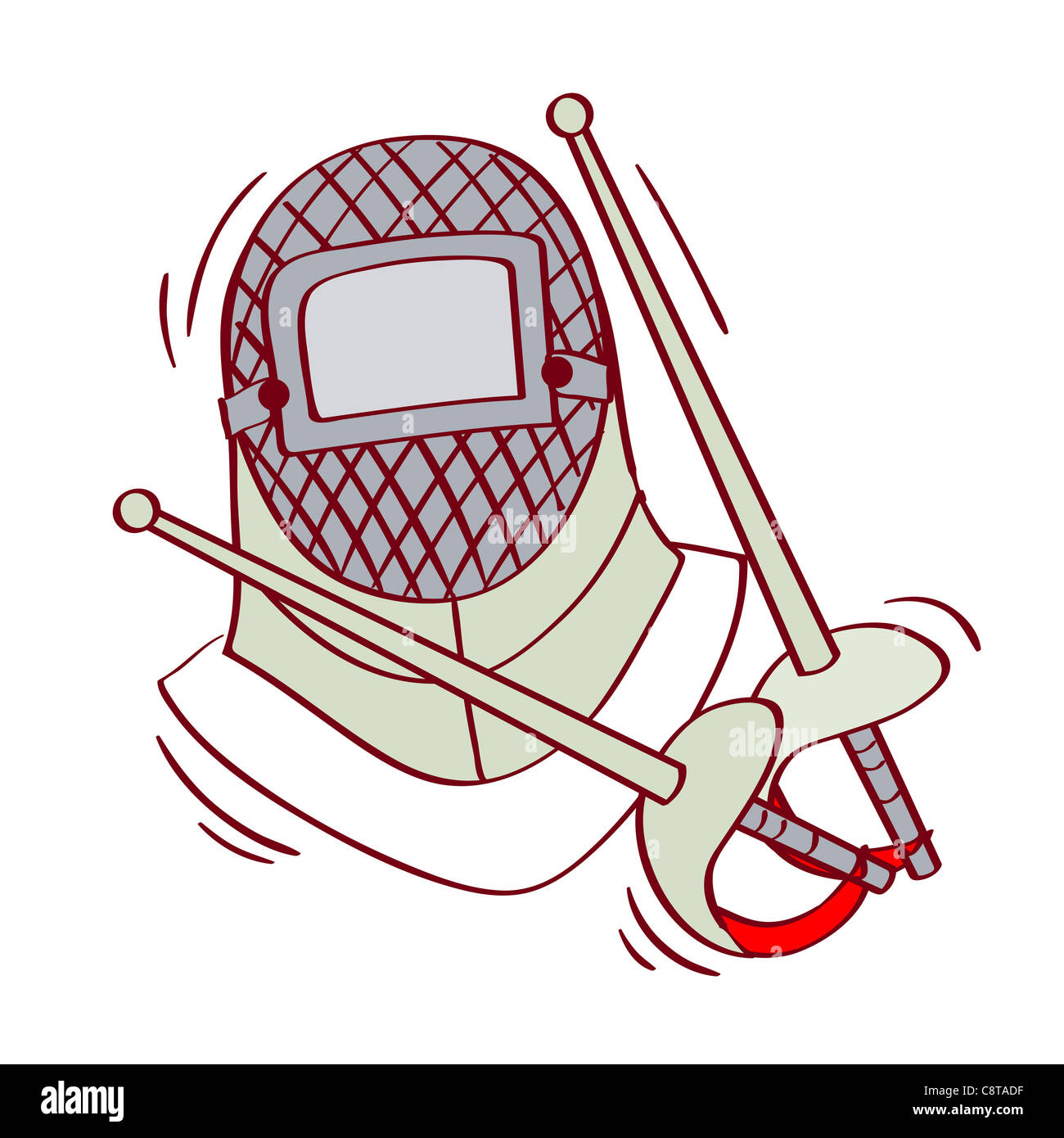 Illustration of fencing mask and foil Stock Photo - Alamy