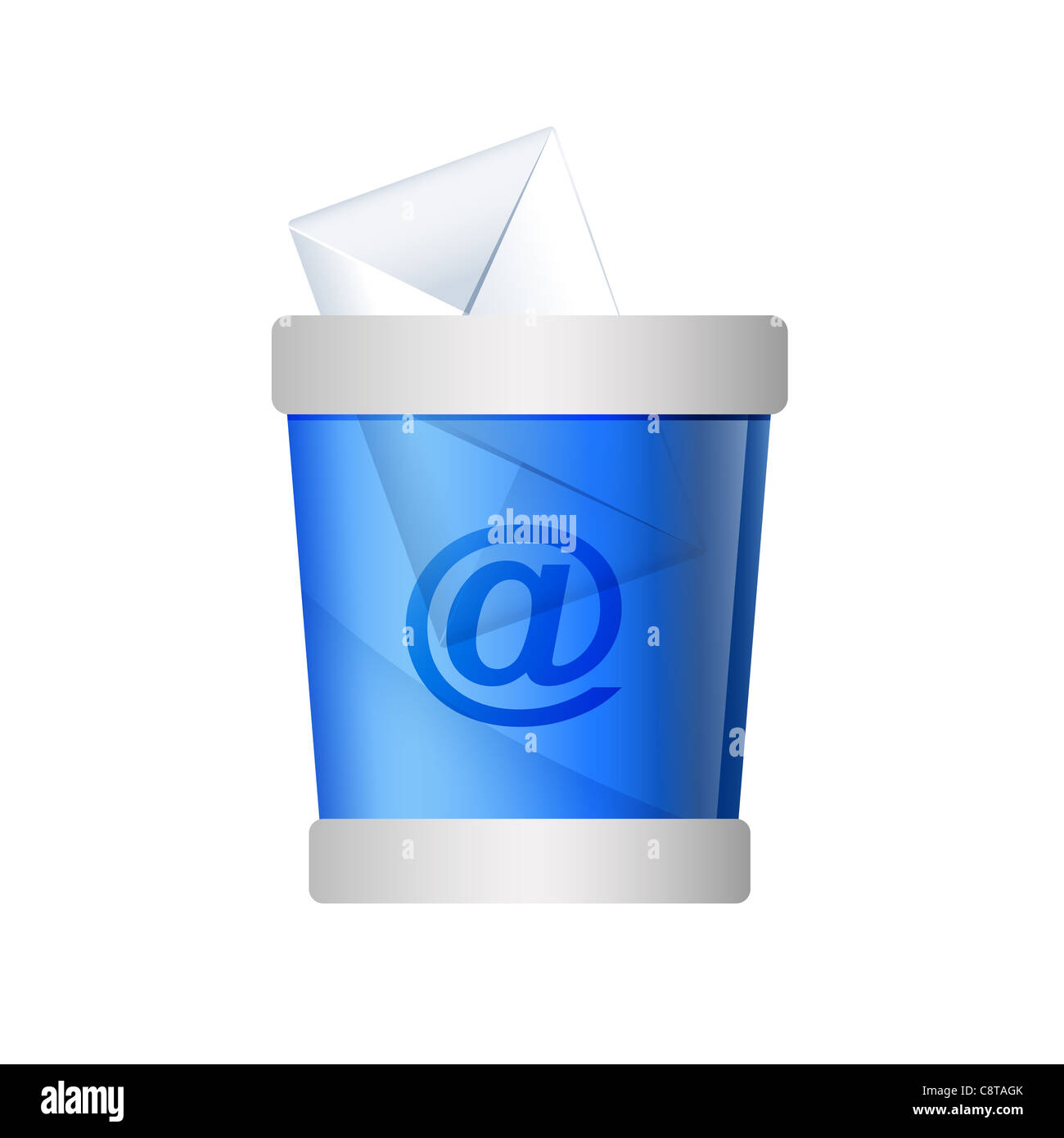 Illustration of bucket with 'at' symbol and mail Stock Photo - Alamy