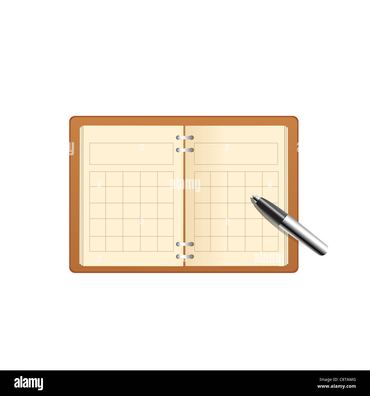 Illustration of notebook and pen Stock Photo - Alamy
