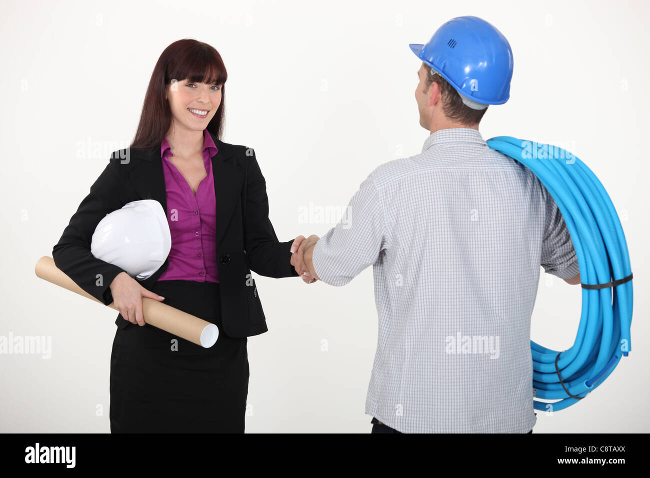 An architect and his plumber Stock Photo - Alamy