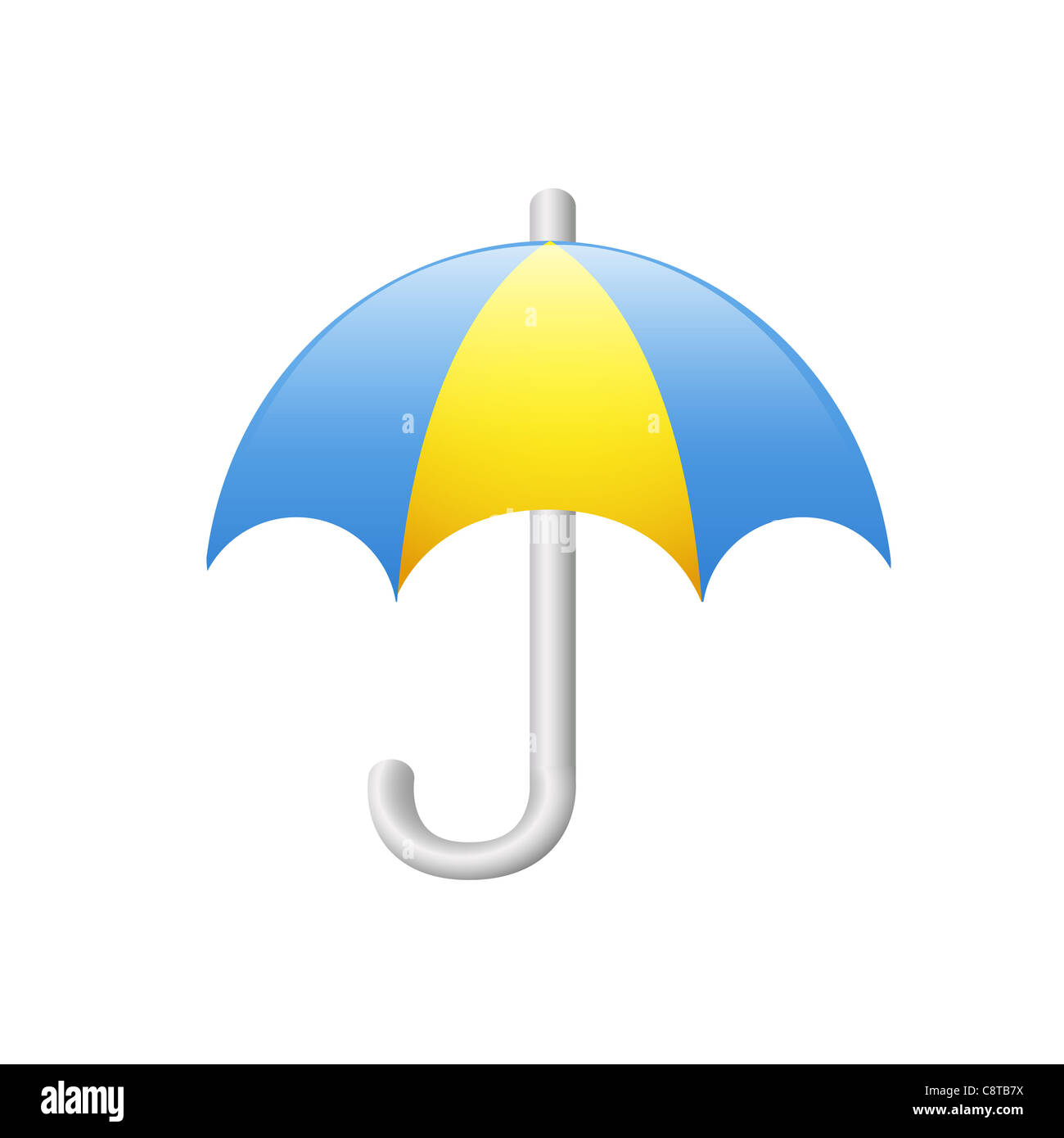 Illustration of yellow and blue umbrella Stock Photo - Alamy