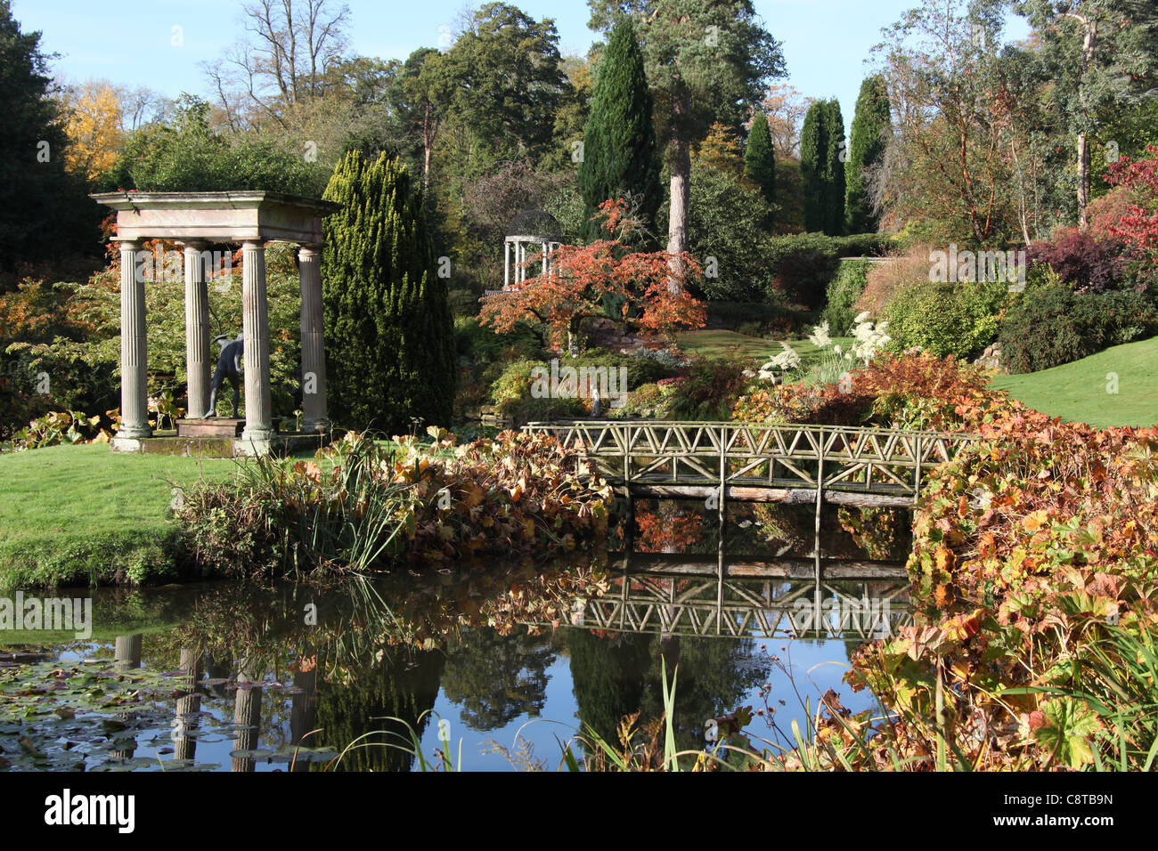 Cholmondeley Castle Gardens. Colourful autumnal view of Cholmondeley ...