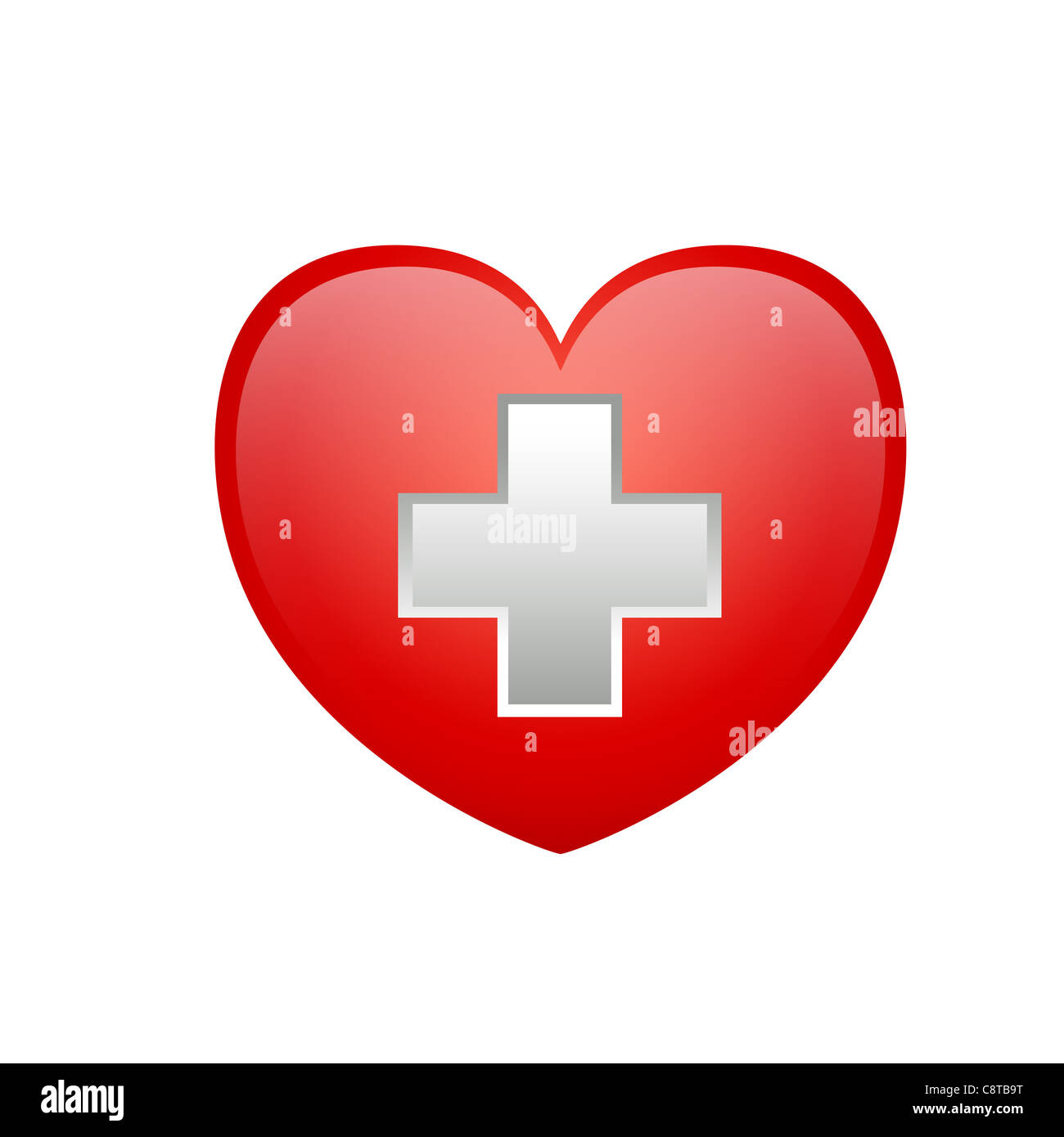 Illustration of heart with plus sign Stock Photo - Alamy