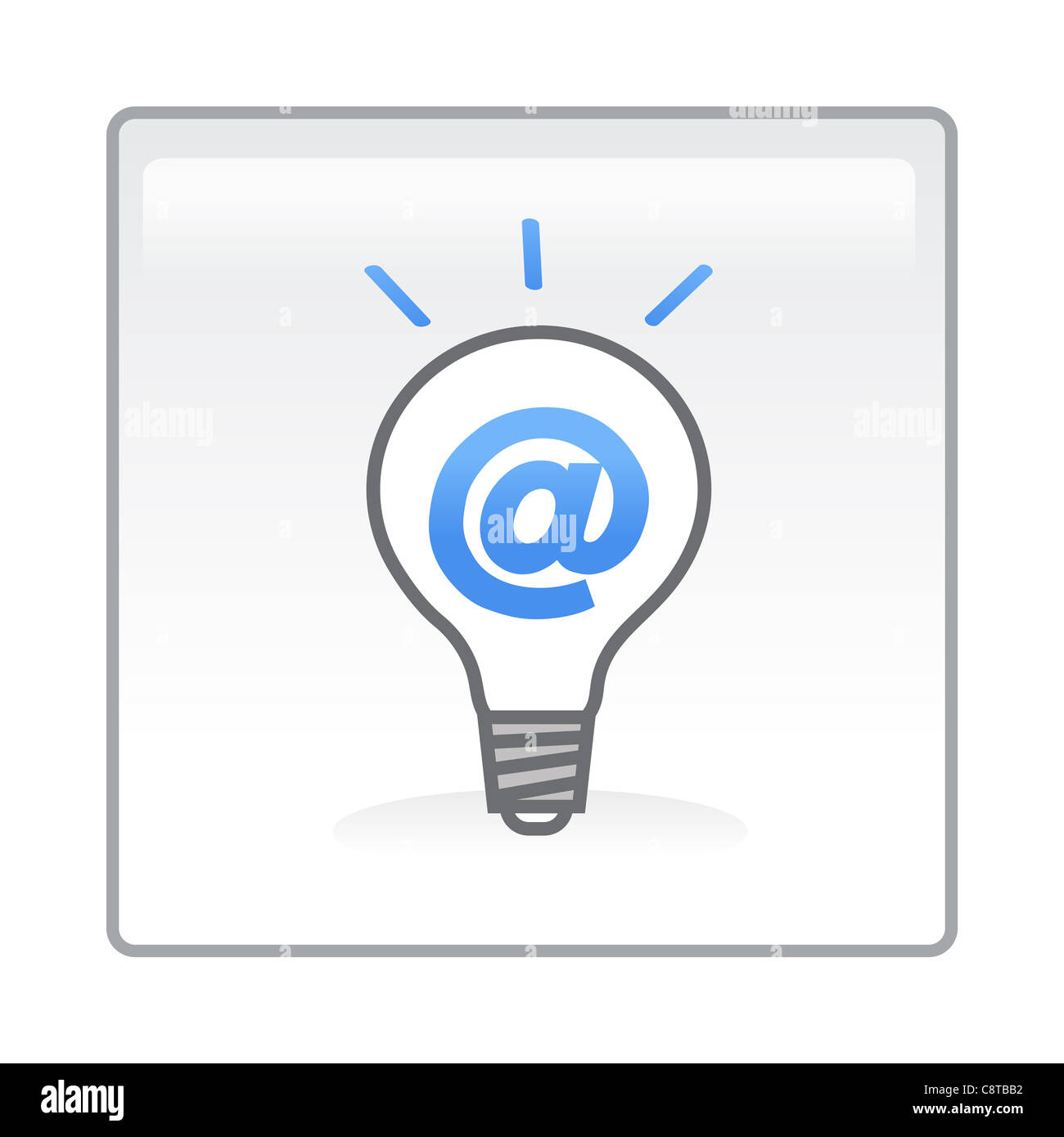 Illustration of light bulb with 'at' symbol Stock Photo - Alamy