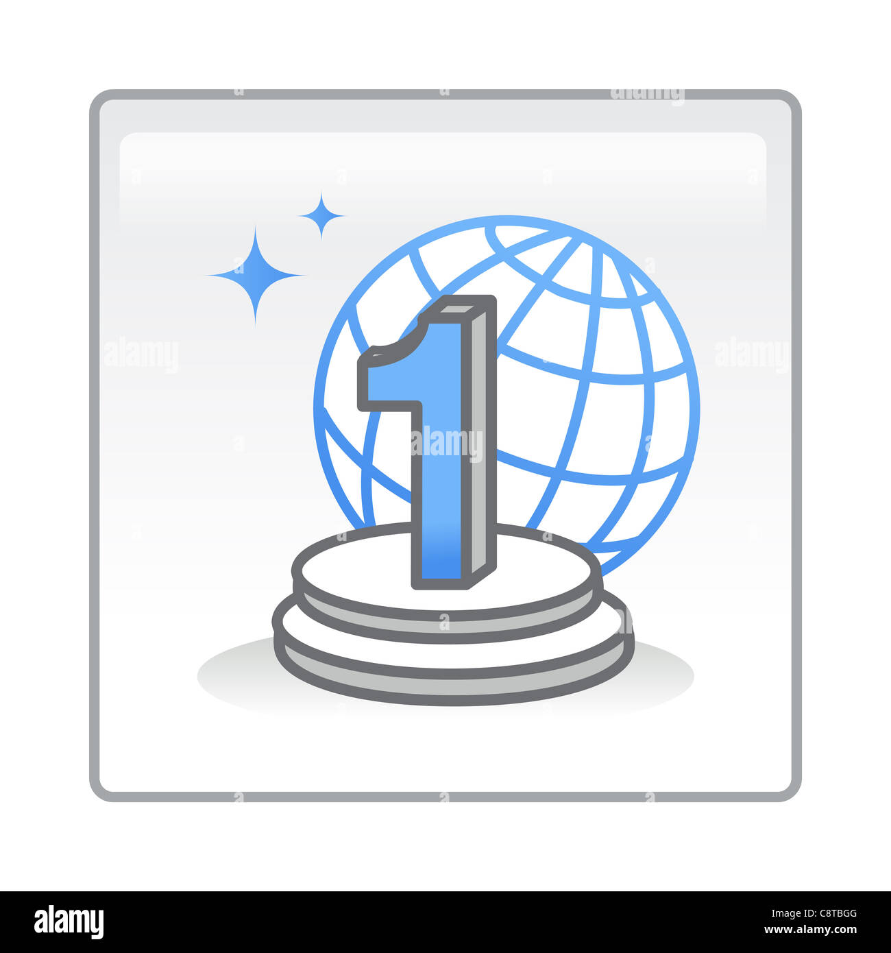 Illustration of grid globe and number 1 Stock Photo - Alamy