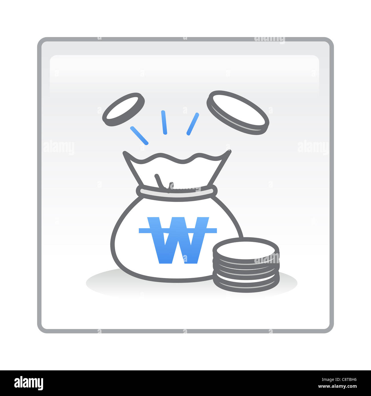 Illustration of money bag with stack of coin Stock Photo - Alamy