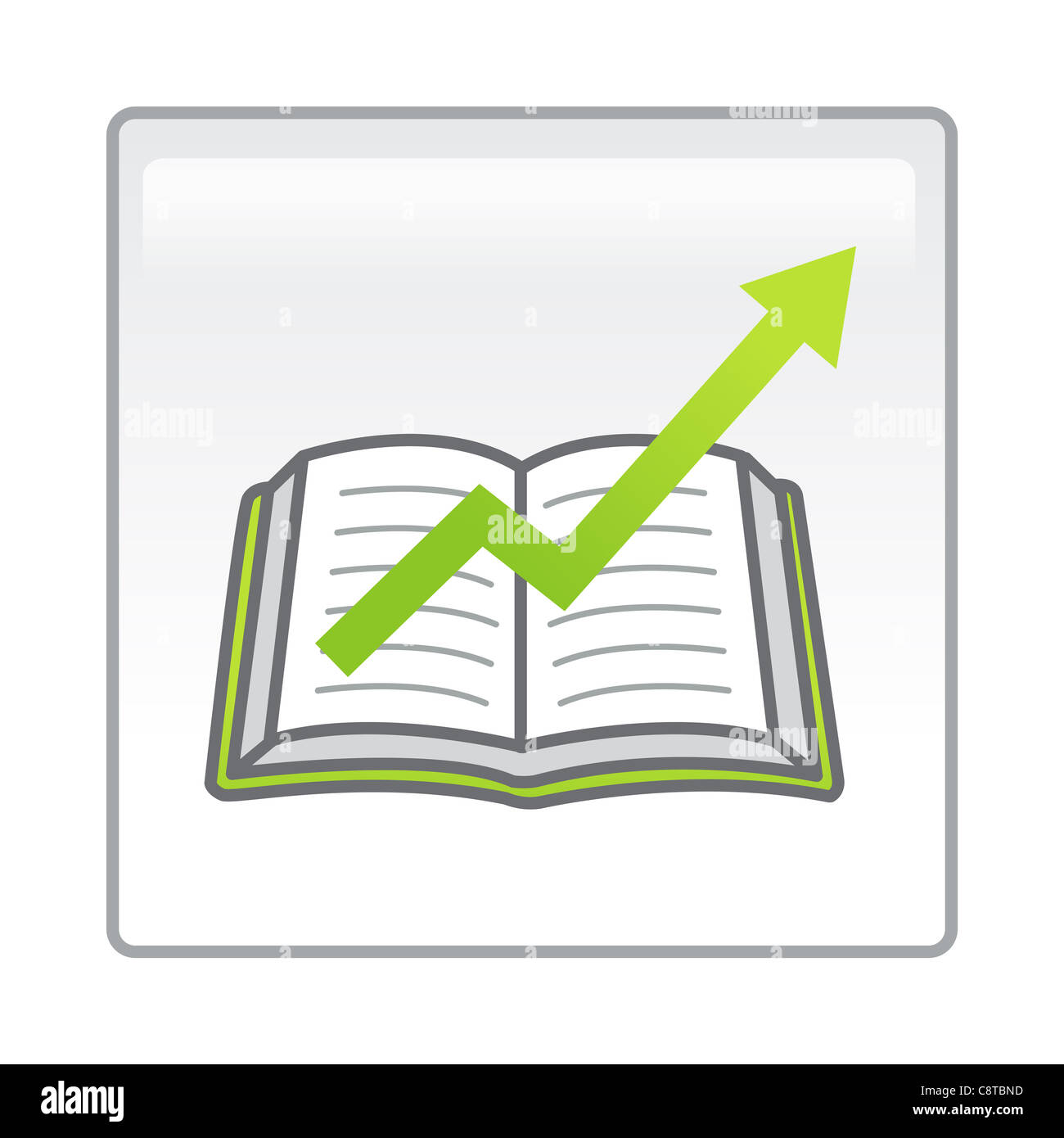 Arrow sign on top of book Stock Photo - Alamy
