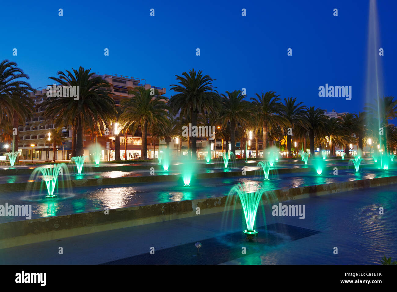Coloured fountains. Salou, Catalonia, Spain Stock Photo - Alamy
