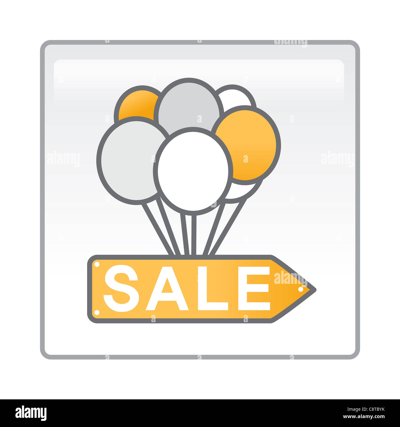 Illustration of sale board with balloons attached Stock Photo - Alamy
