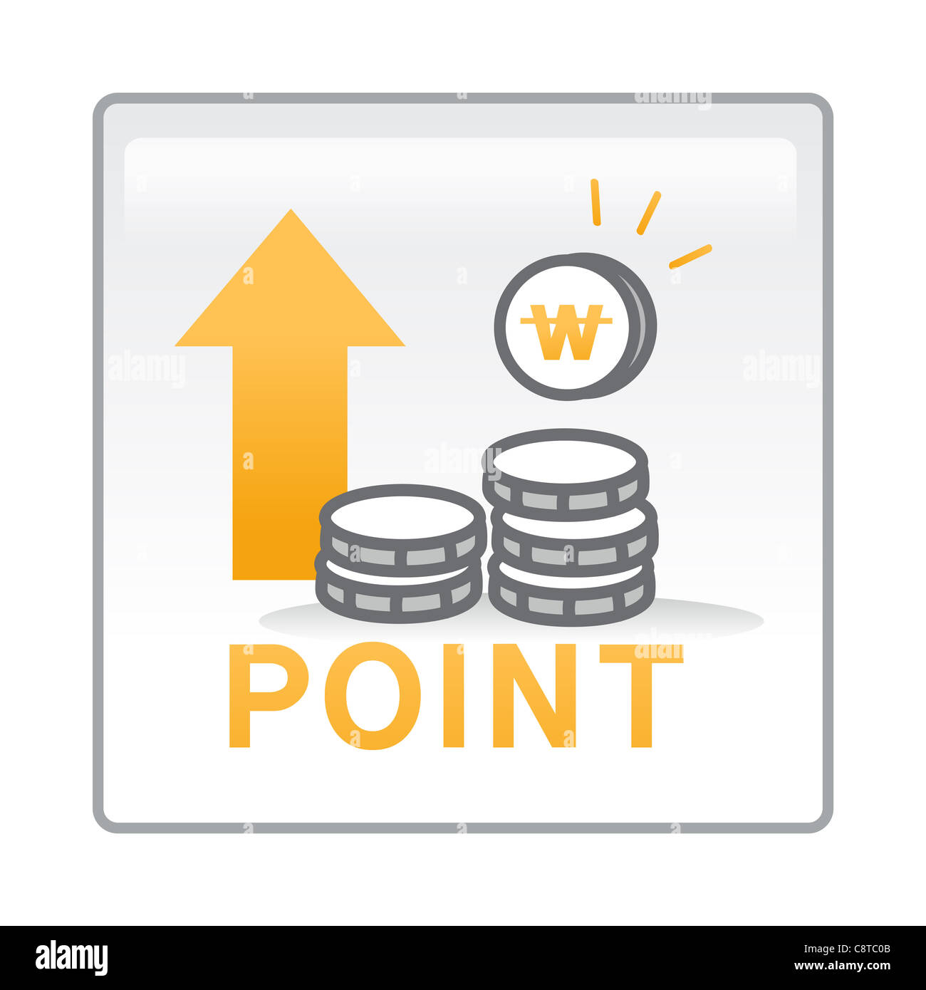 Illustration of coin stack and arrow sign Stock Photo - Alamy