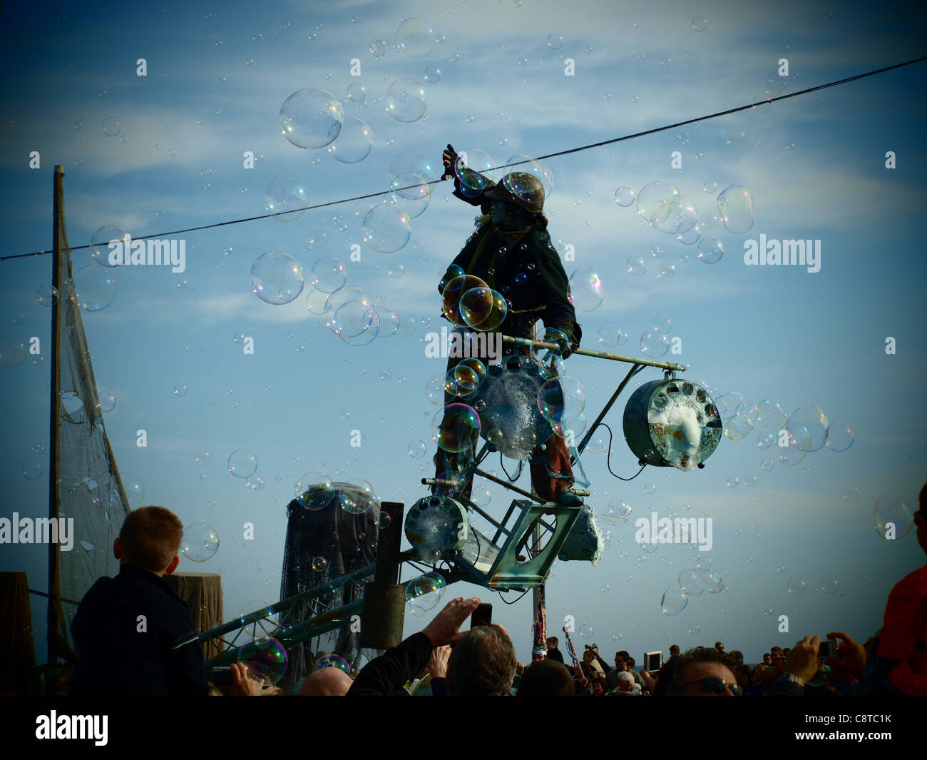 Carnival bubble maker on the sea blue sky Stock Photo - Alamy