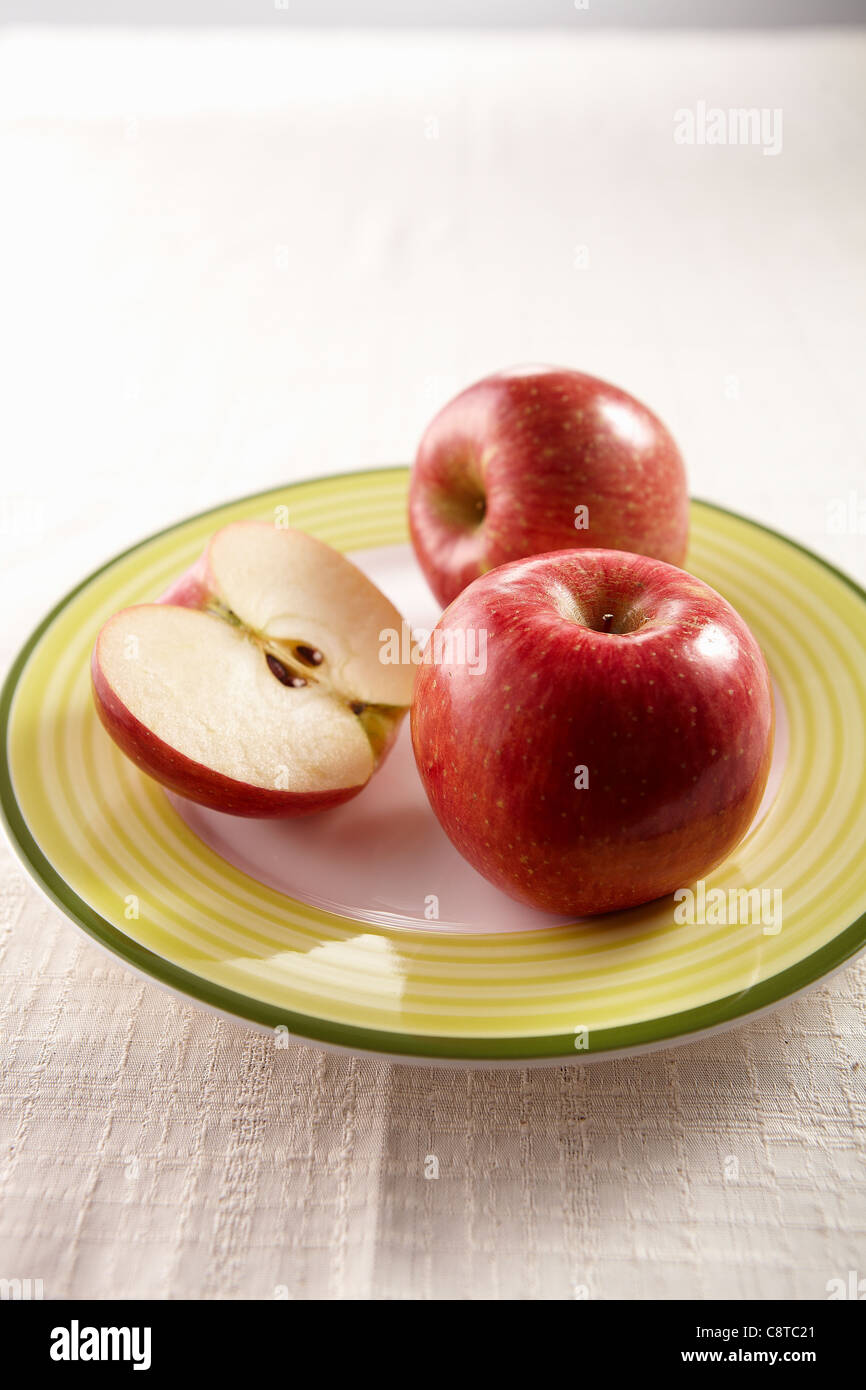 Apples And Plate Stock Photo - Alamy