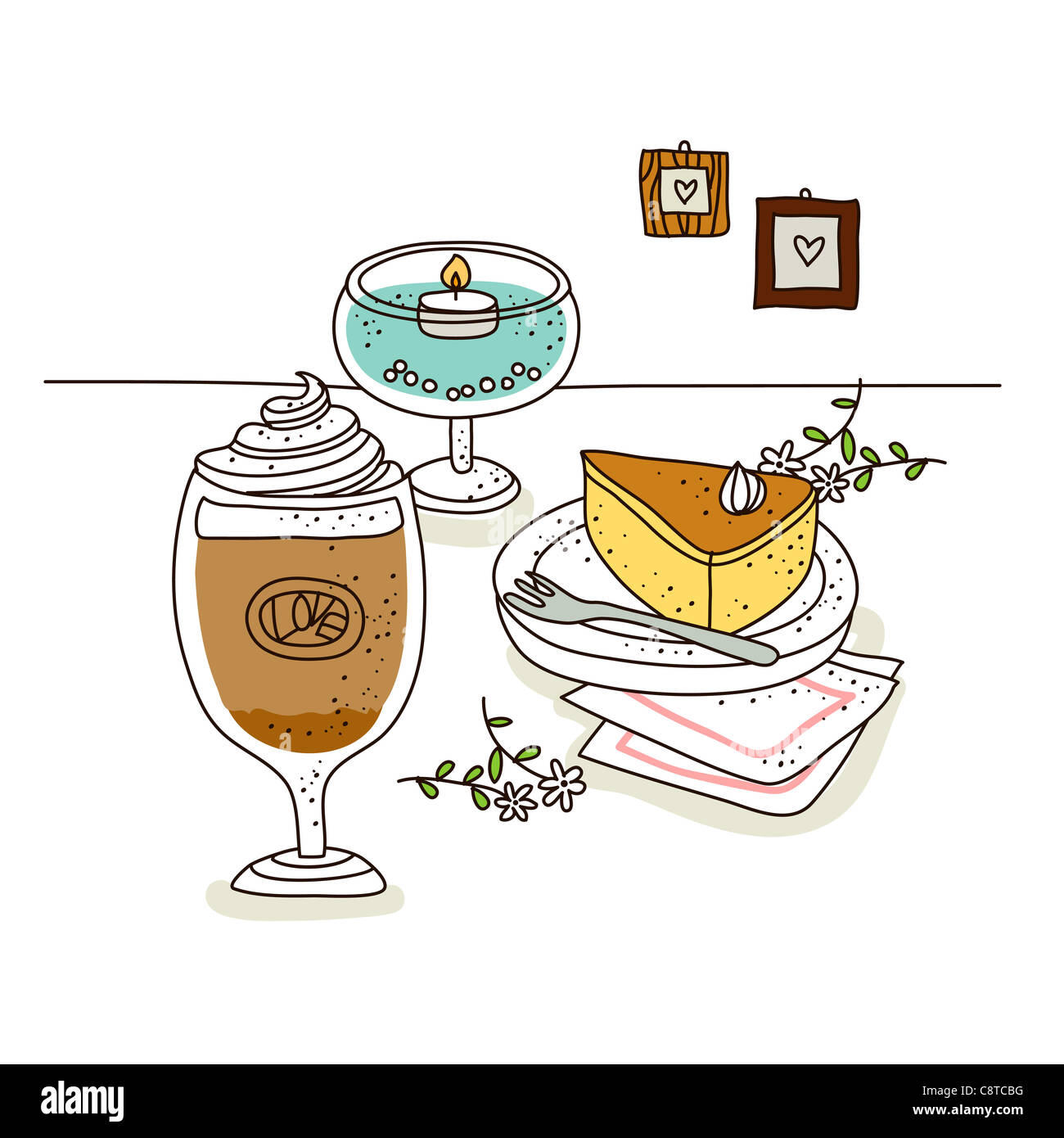 Piece of cake with refreshment Stock Photo - Alamy