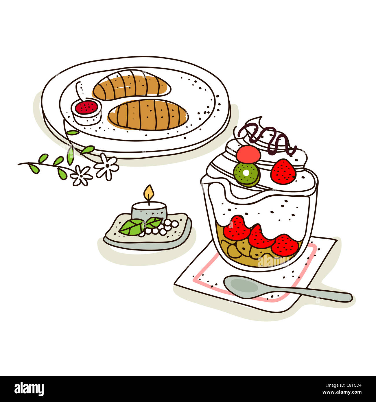 Illustration of bread with ice-cream Stock Photo - Alamy