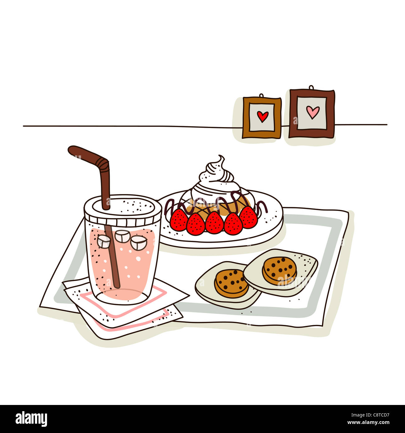 Illustration of snack with refreshment Stock Photo - Alamy