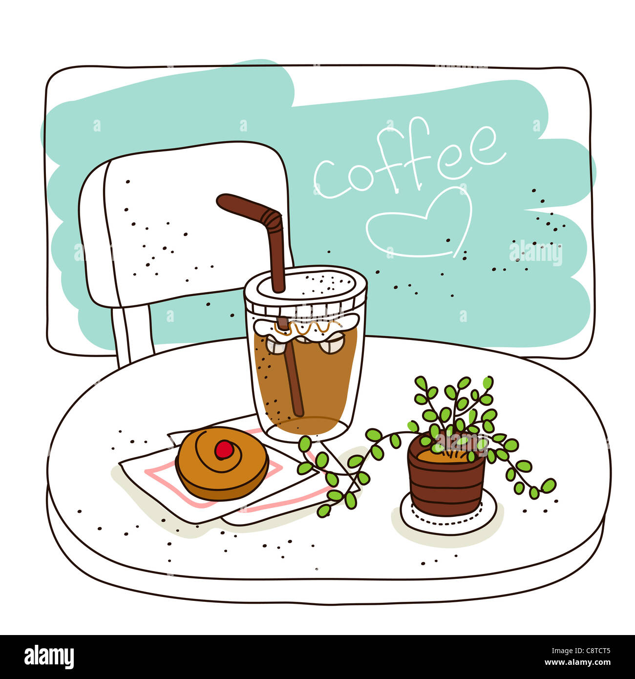 Cafe coffee cake drinking Cut Out Stock Images & Pictures - Alamy